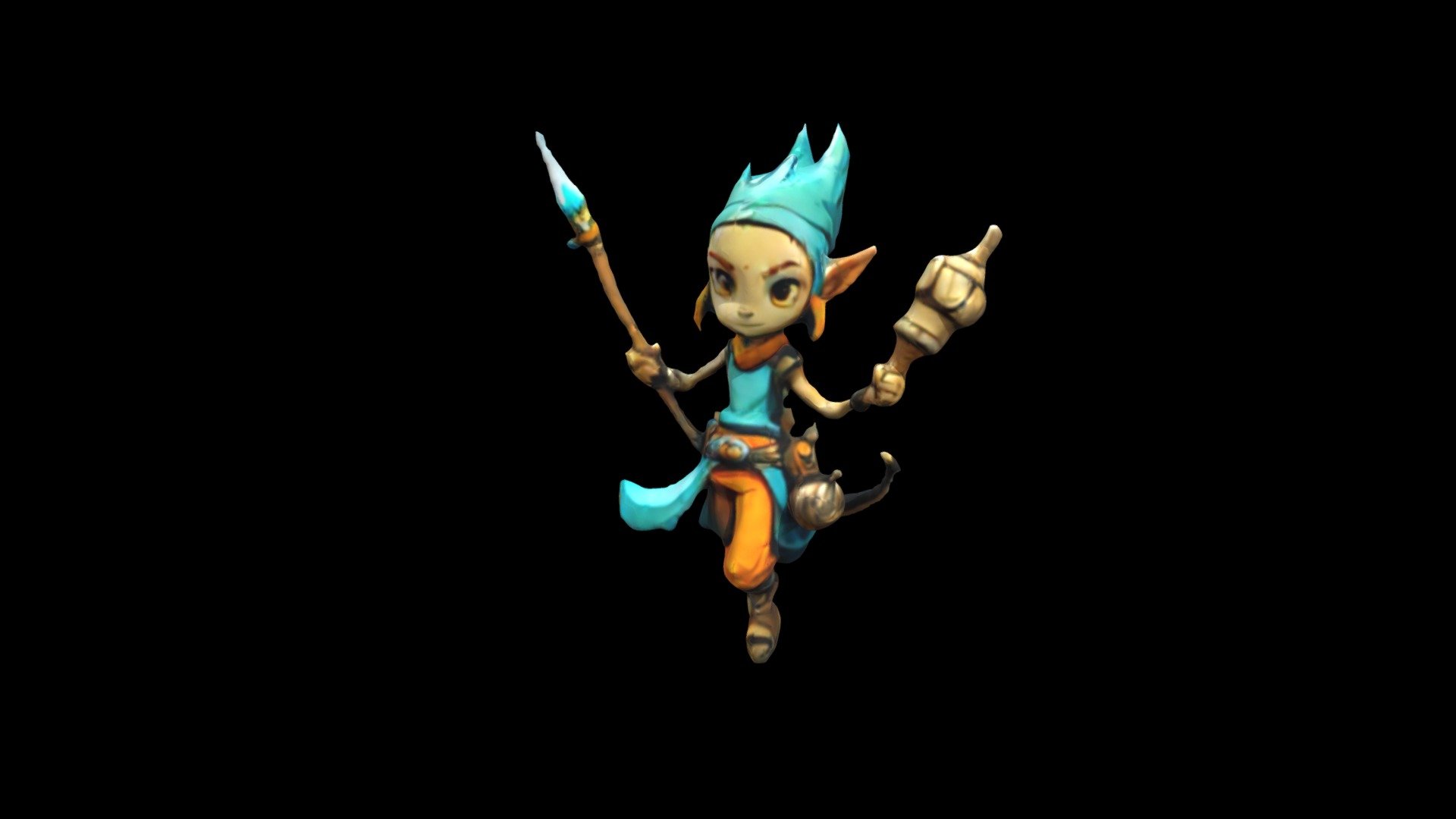a cartoon character is holding a stick with a - Download Free 3D model ...