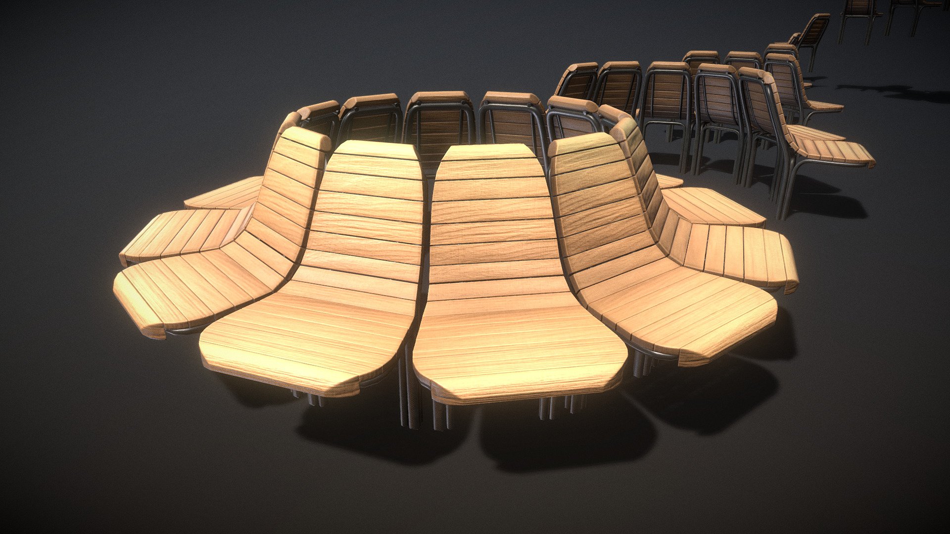 Bench 7 Oak Metal Version 2 - Buy Royalty Free 3D model by VIS-All-3D ...
