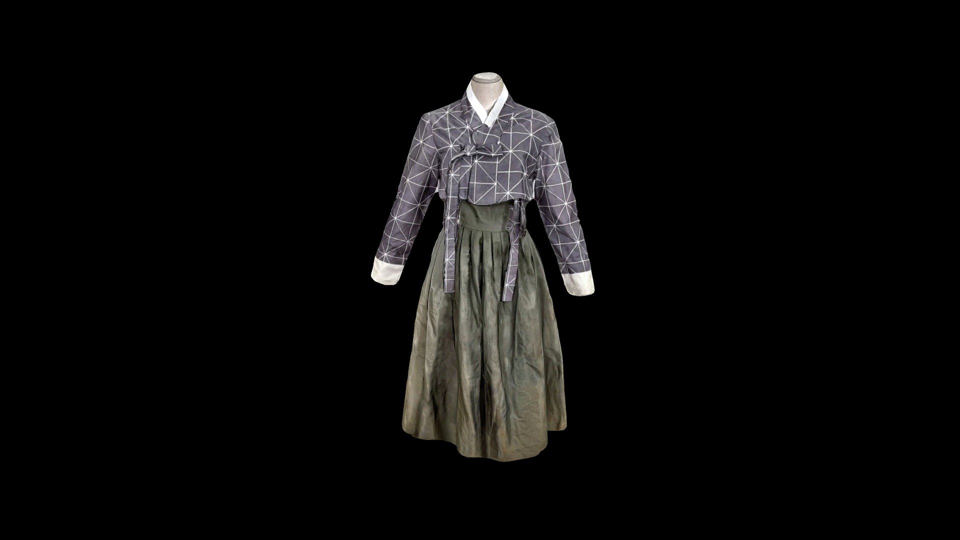 Korean Traditional Costume Female Hanbok - Buy Royalty Free 3D model by ...