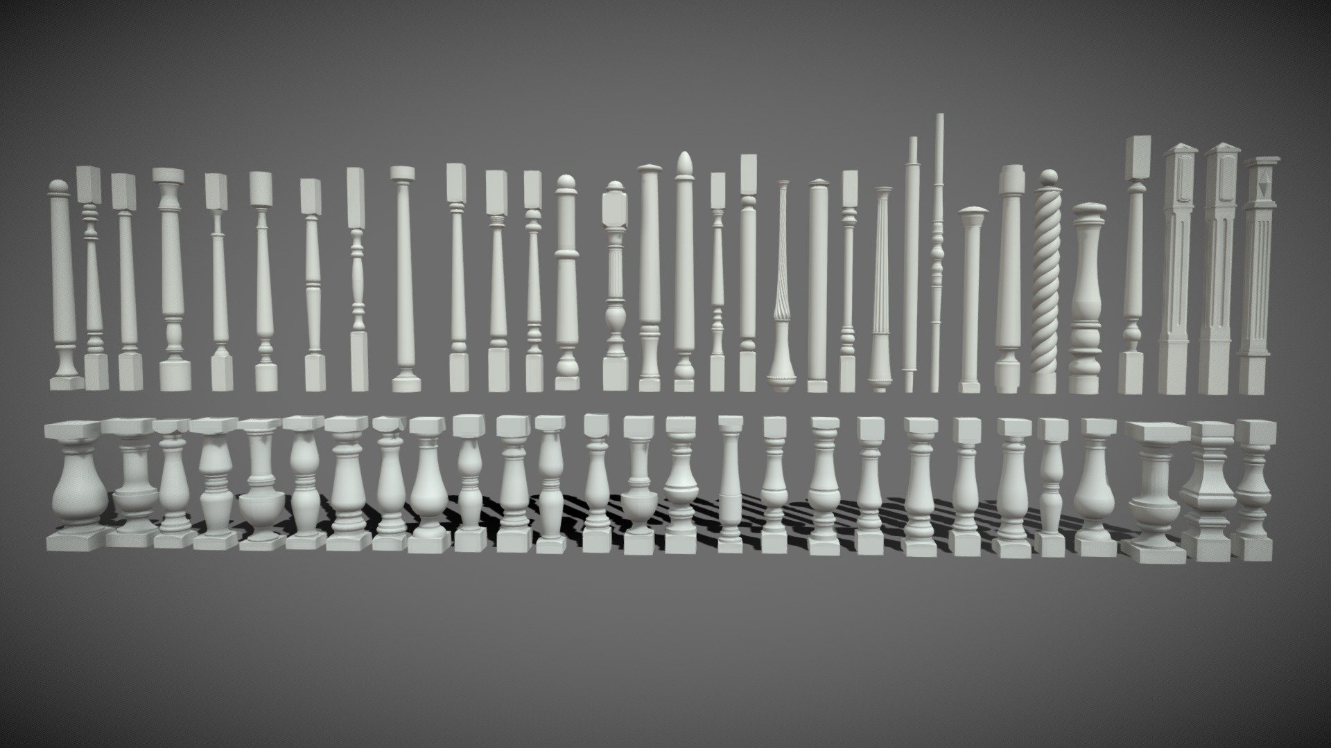European style column railing, staircase railing - Buy Royalty Free 3D ...