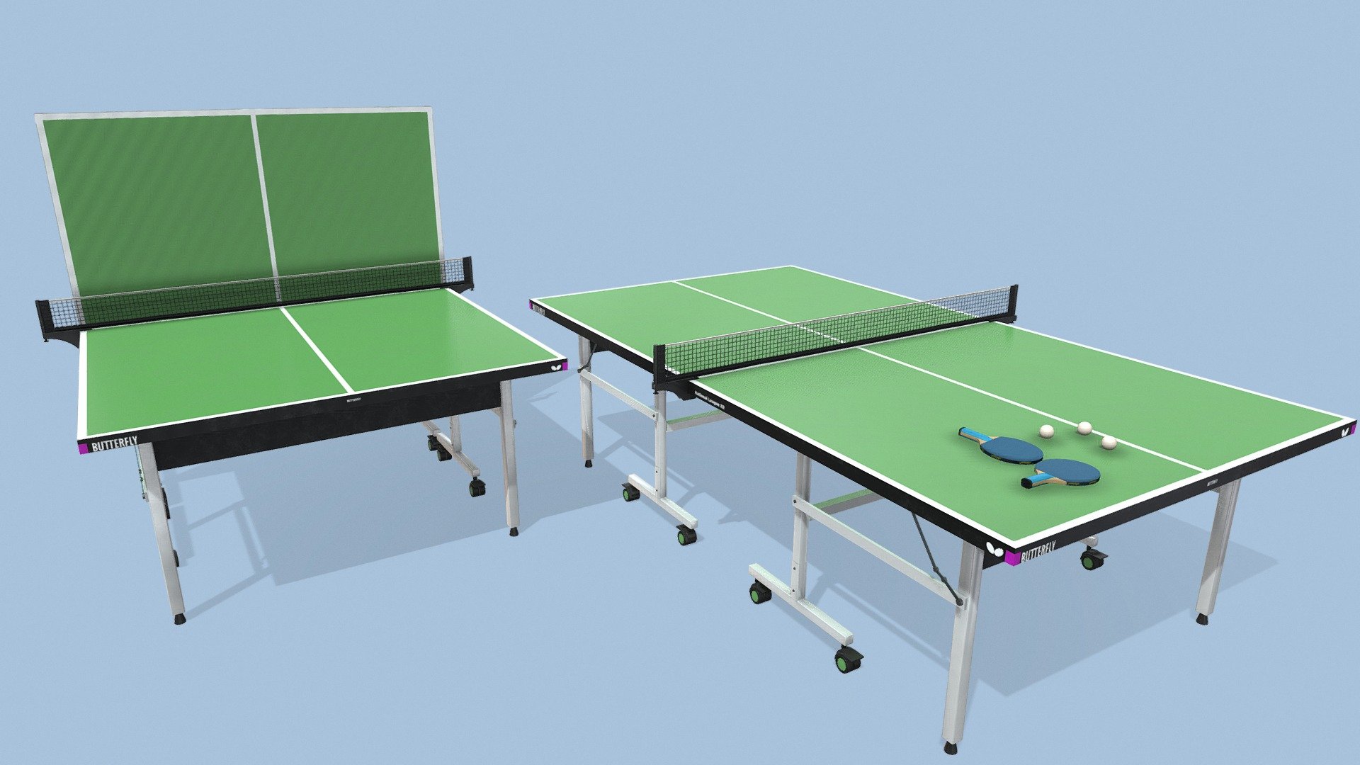 Green Tennis Table Ping Pong rackets and balls - Buy Royalty Free 3D ...