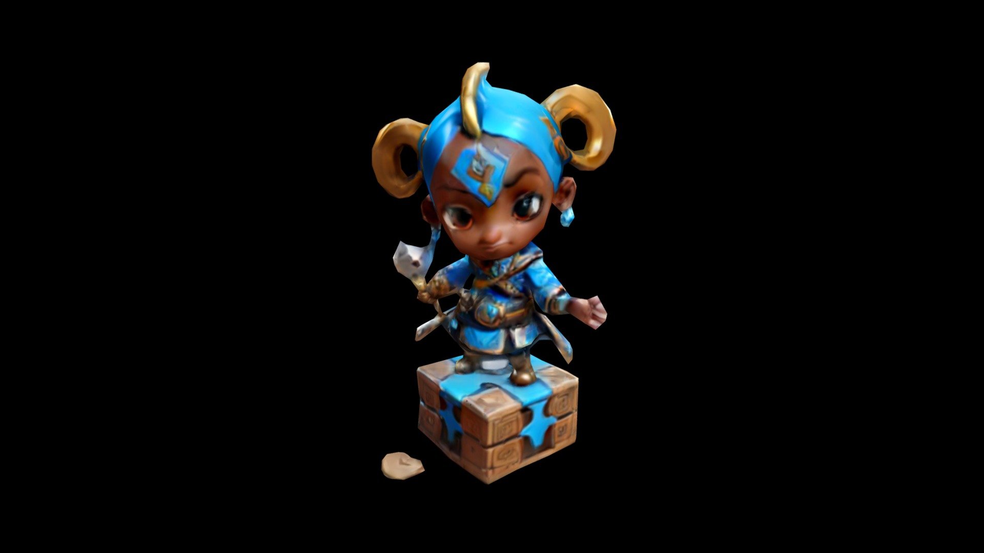 Anime-style illustrated character with blue head - Download Free 3D ...