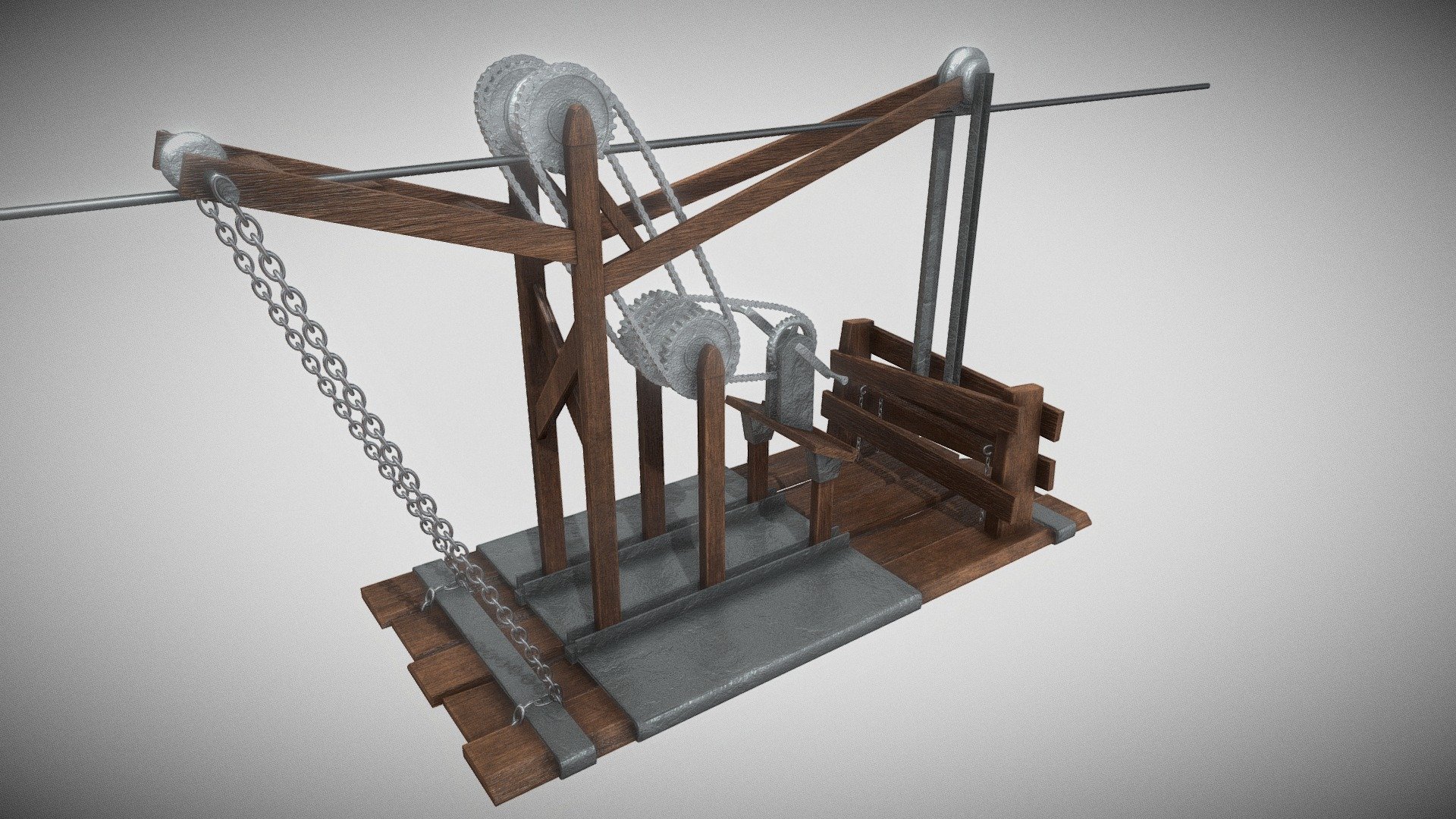 Gondola Cable Car - Old, Powered by Hand Pedals - Download Free 3D ...