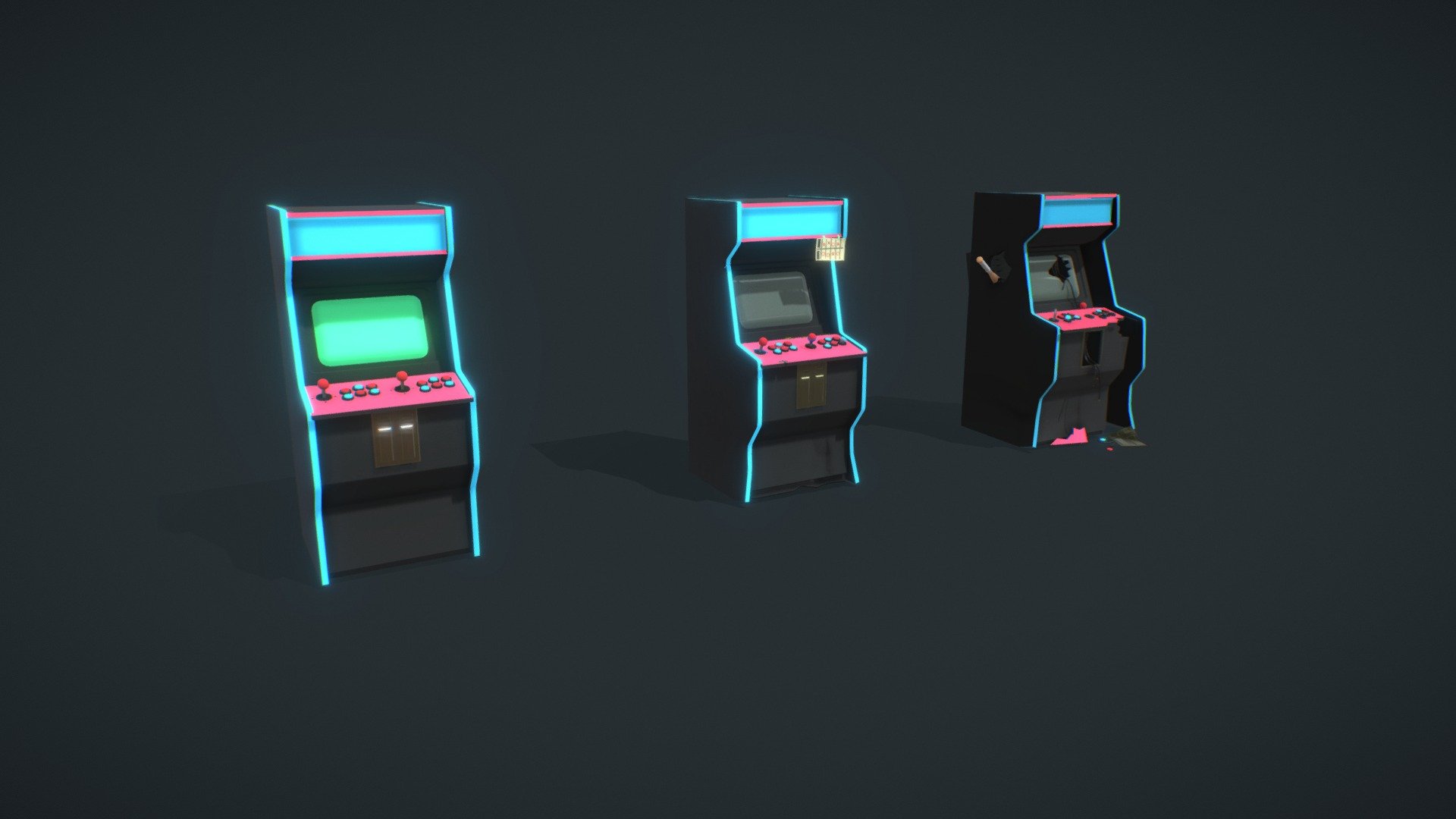 Arcade Machine | New | Old | Damaged - 3D model by exotic_infinity ...