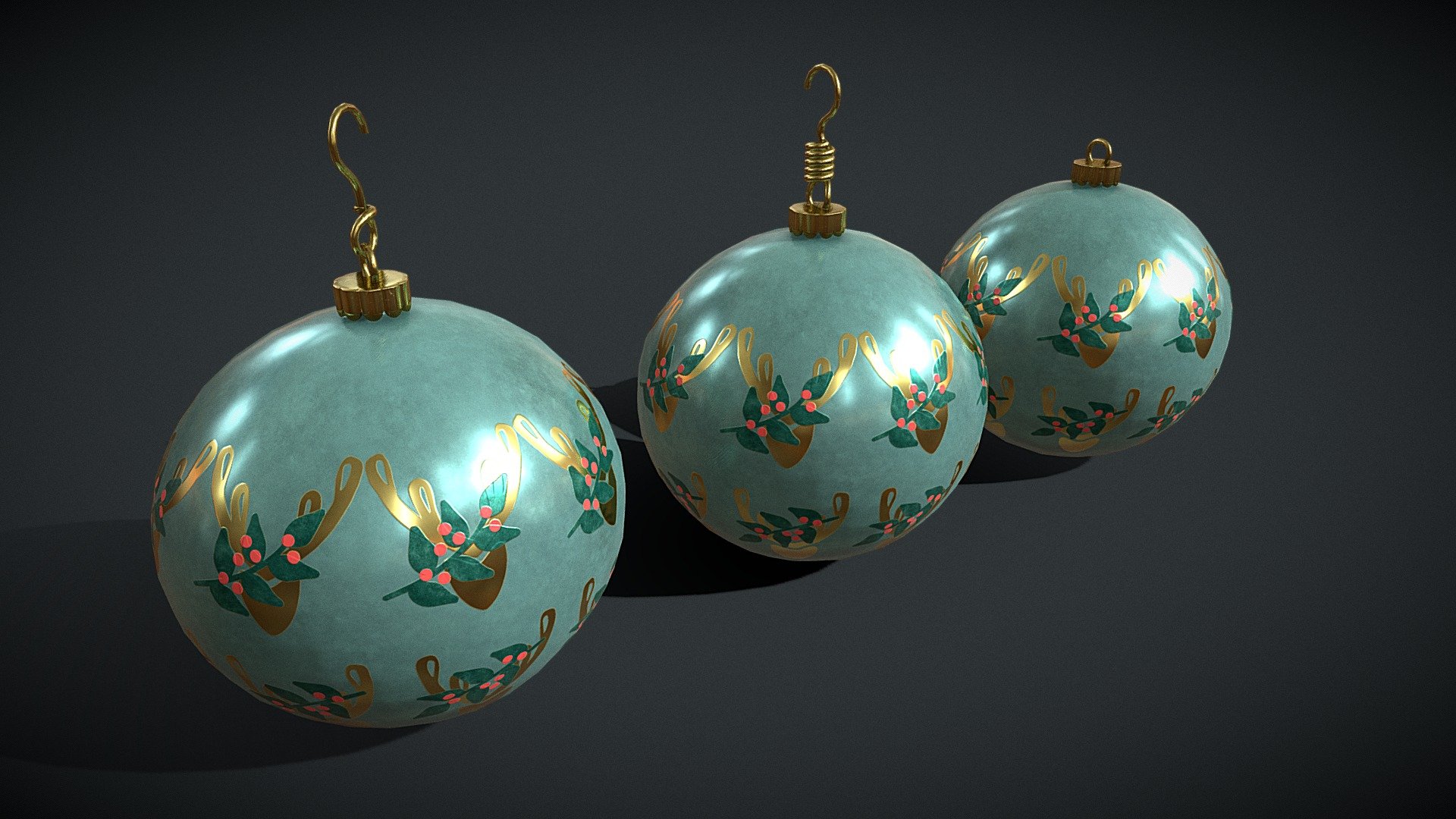 Teal Deer And Mistletoe Bulb - Buy Royalty Free 3D model by ...