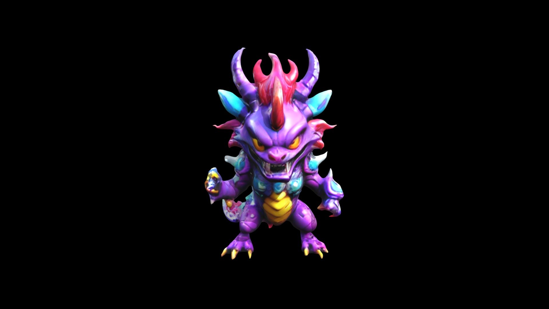 Purple Dragon-like creature with horns, a large - Download Free 3D ...