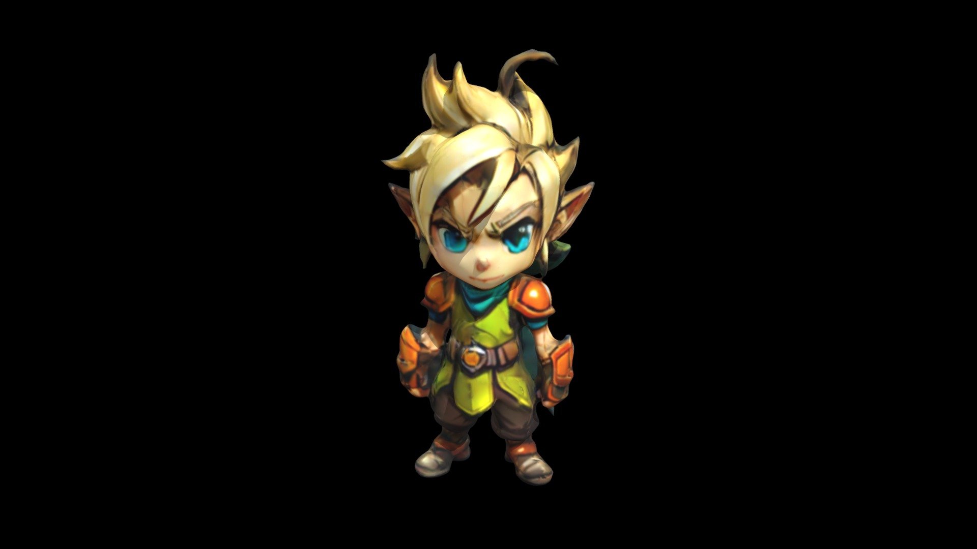 An illustrated anime-style elf character with bl - Download Free 3D ...