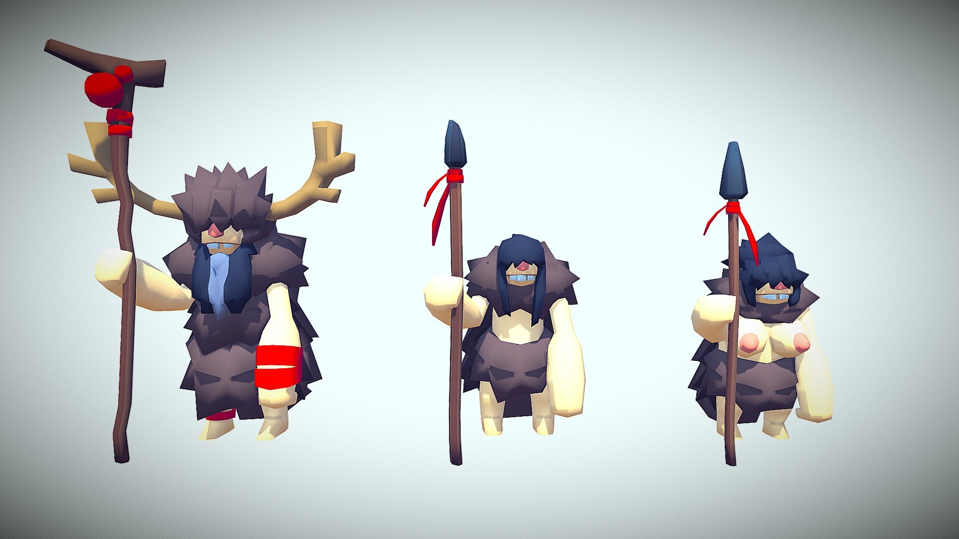 Cavemans - Download Free 3D model by Captain LowPoly (@captainlowpoly ...