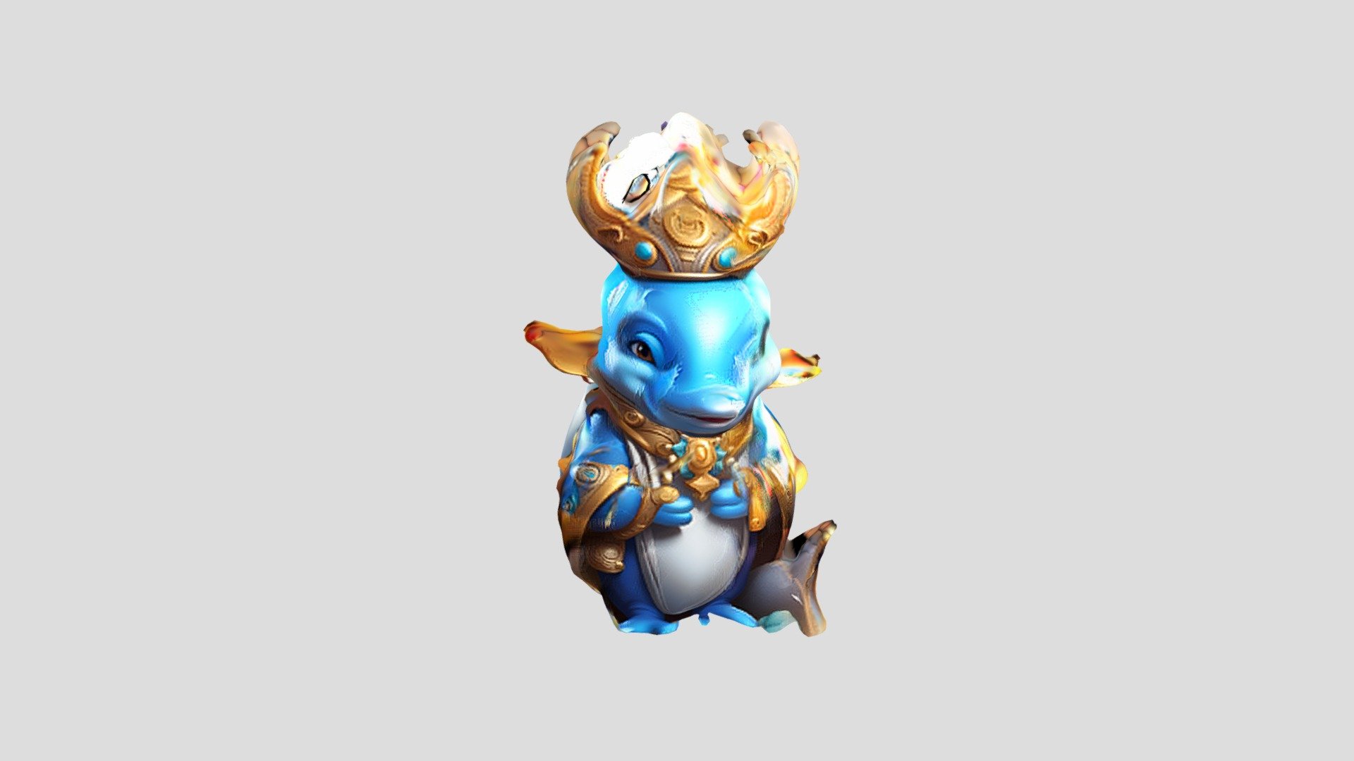 Blue Fish King A blue fish with a crown on it - Download Free 3D model ...