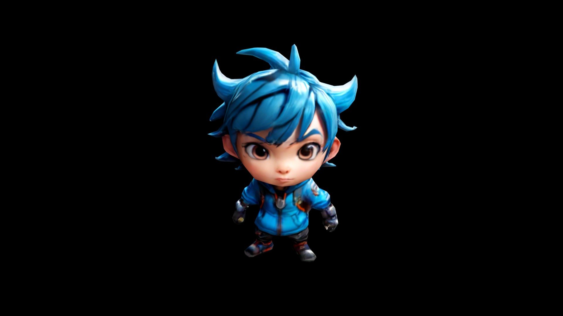 "Character Angry Blue-Haired Boy with a Grumpy E - Download Free 3D ...