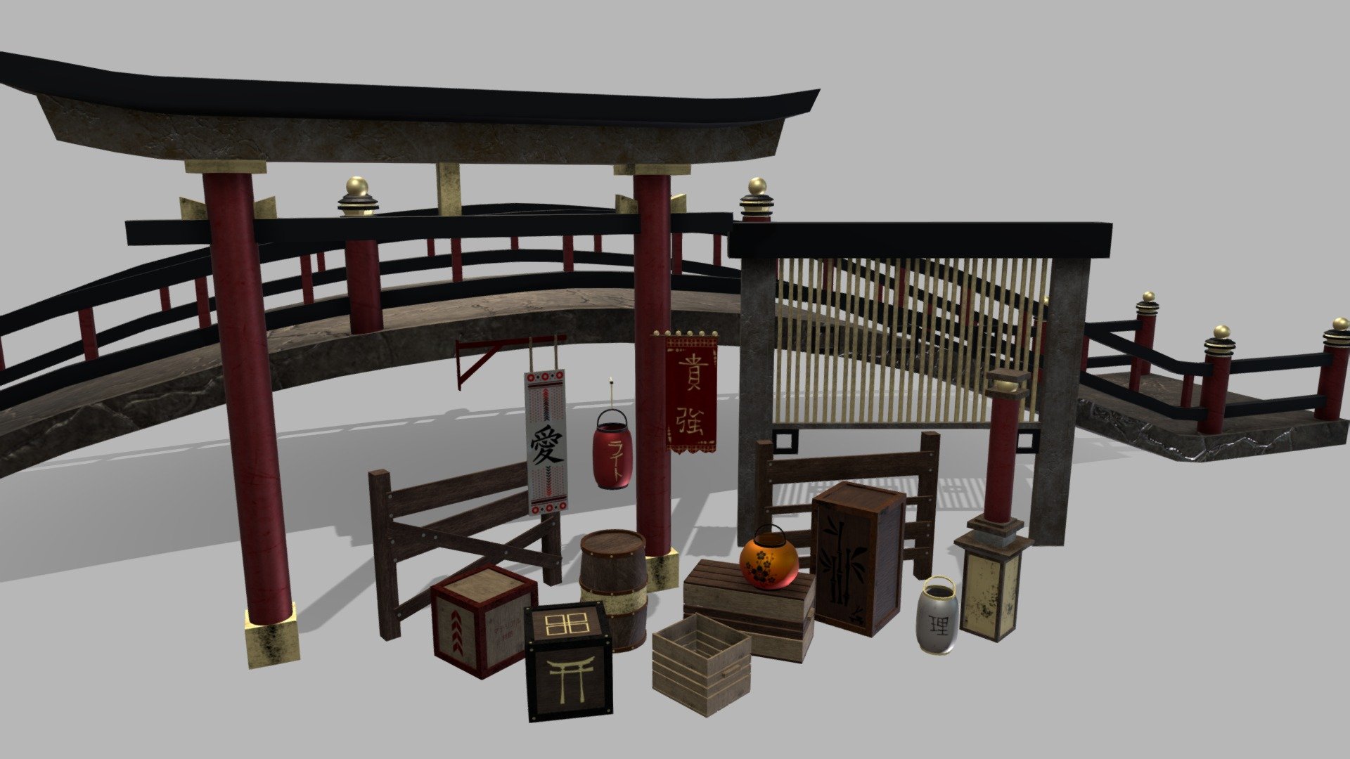 Japanese asset kit - 3D model by amelie.roy [2f26601] - Sketchfab