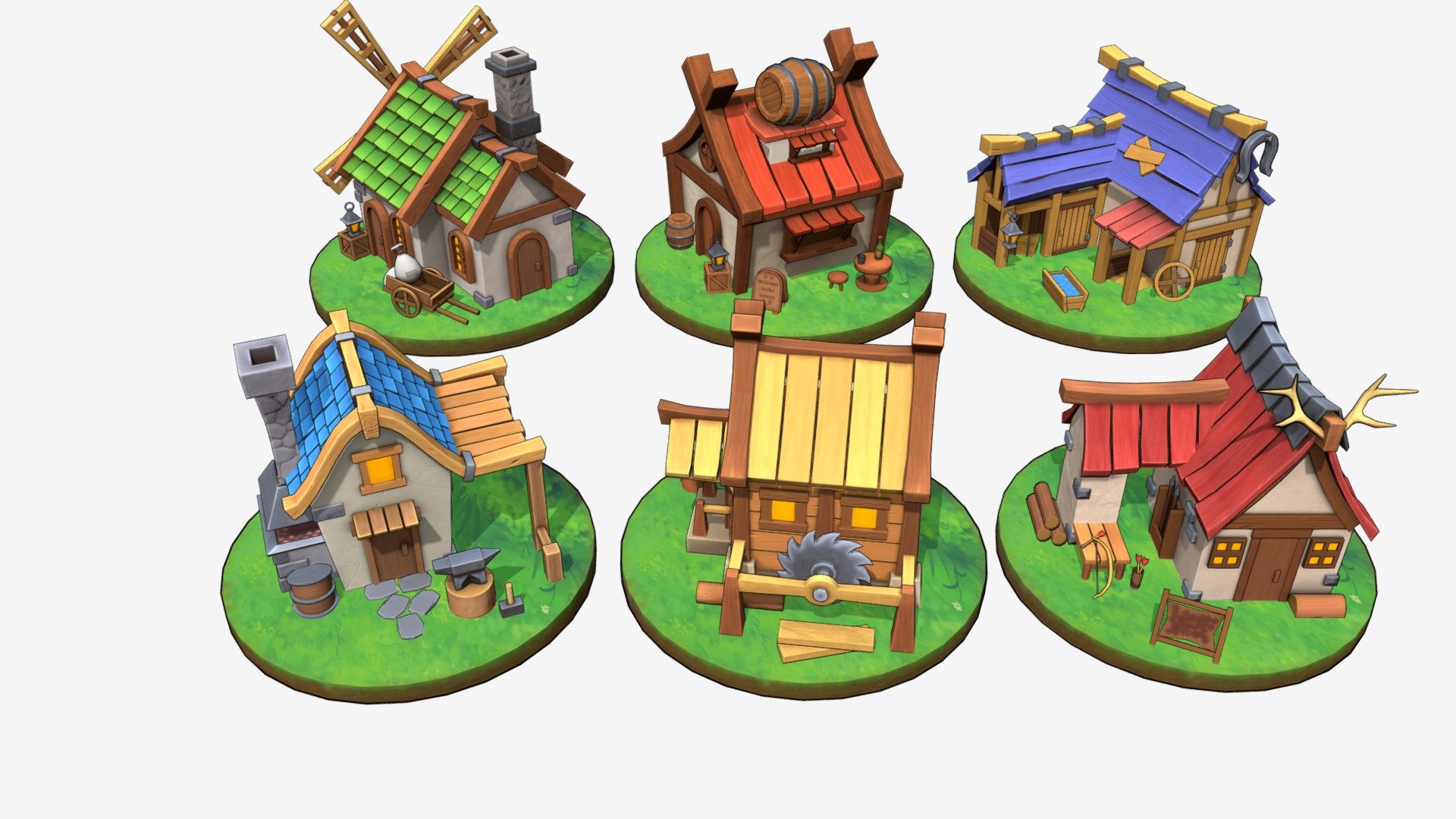 Stylized village (profile houses) - 3D model by Egor Liashchuk ...