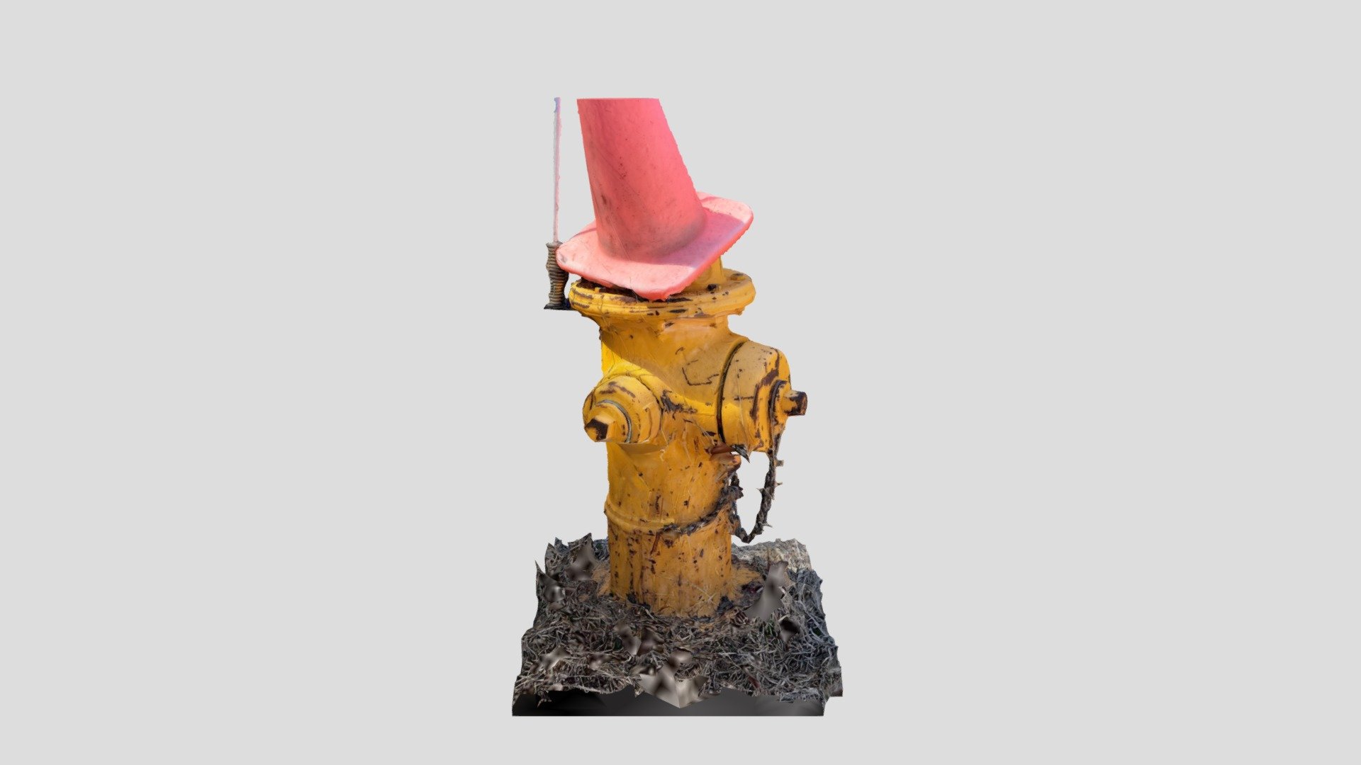 Fire Hydrant with Construction Cone - Download Free 3D model by ...