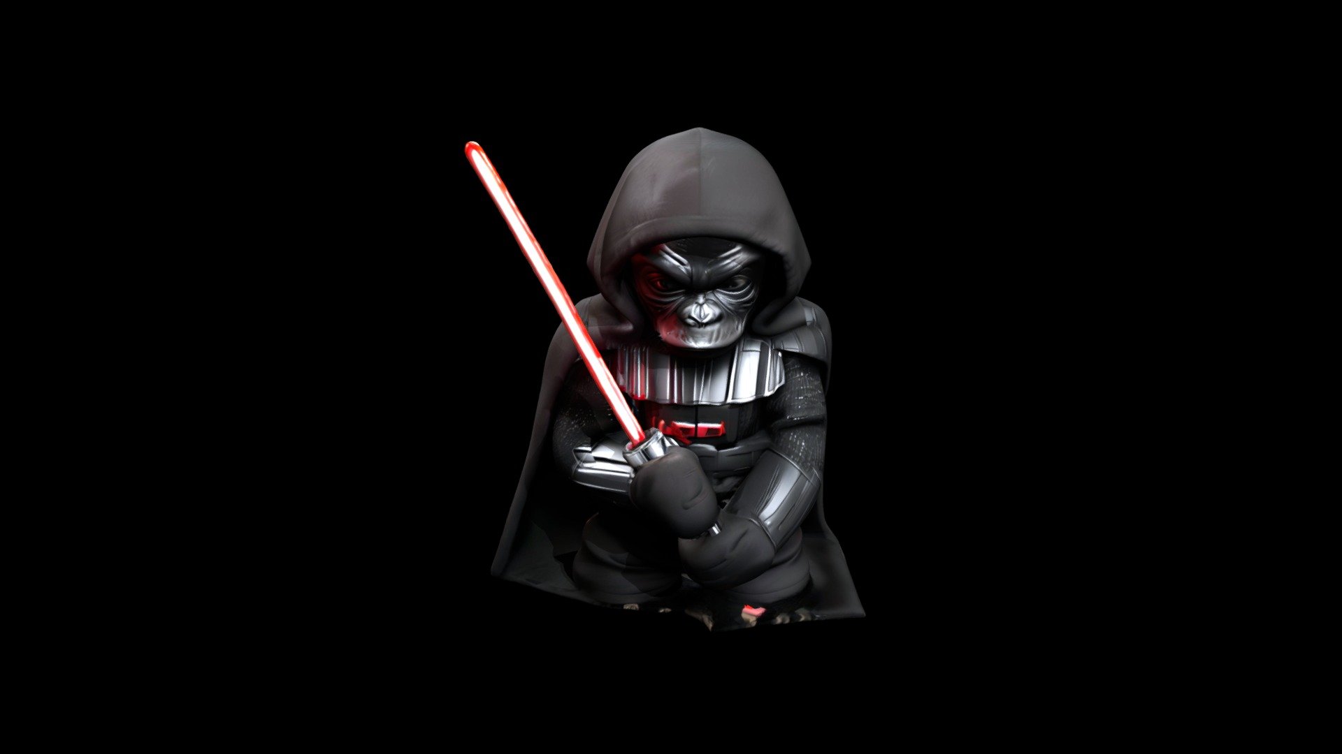 Monkey Darth Vader - 3D model by bosart [2f3932a] - Sketchfab