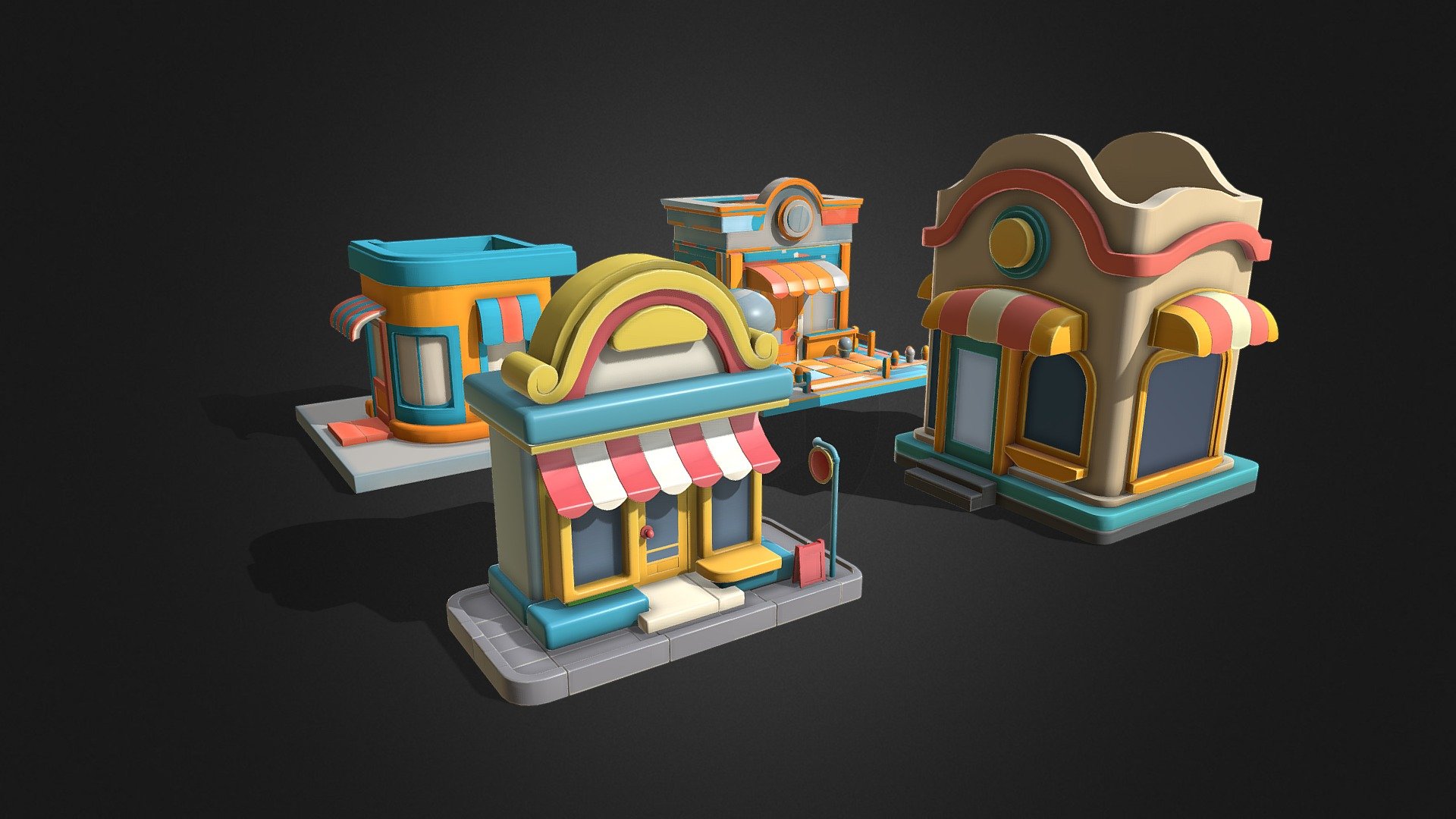 Cartoon shop store low polygon 3D model - Download Free 3D model by 3D ...