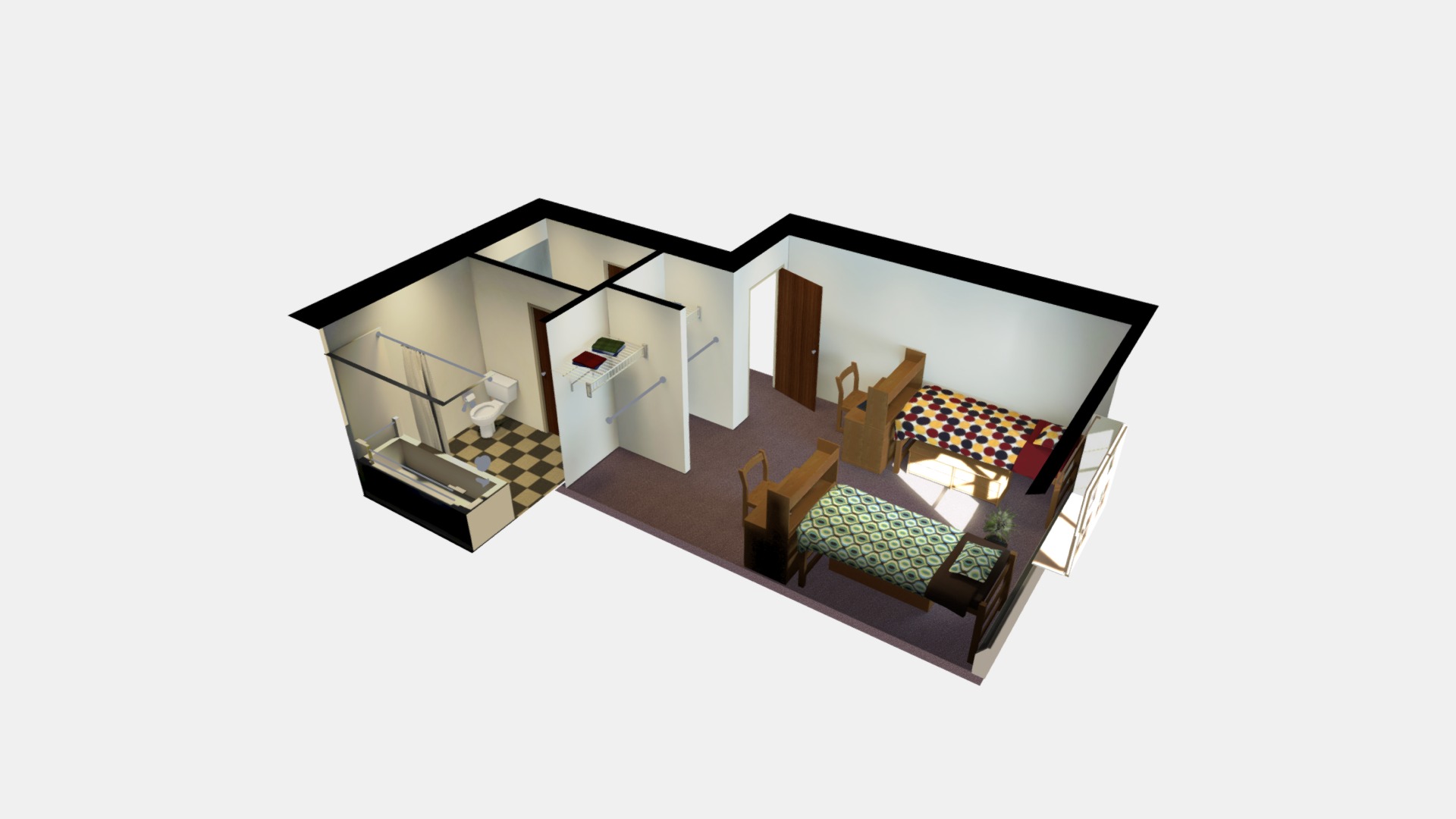 Dorm Room - 3D model by Wrap - Sample (@wrapmaster) [2f4860c] - Sketchfab