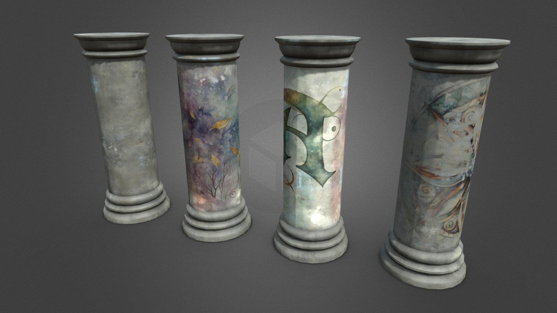 Advertising Columns - Asset Pack - Download Free 3D model by Samuel F. Johanns (Oneironauticus ...