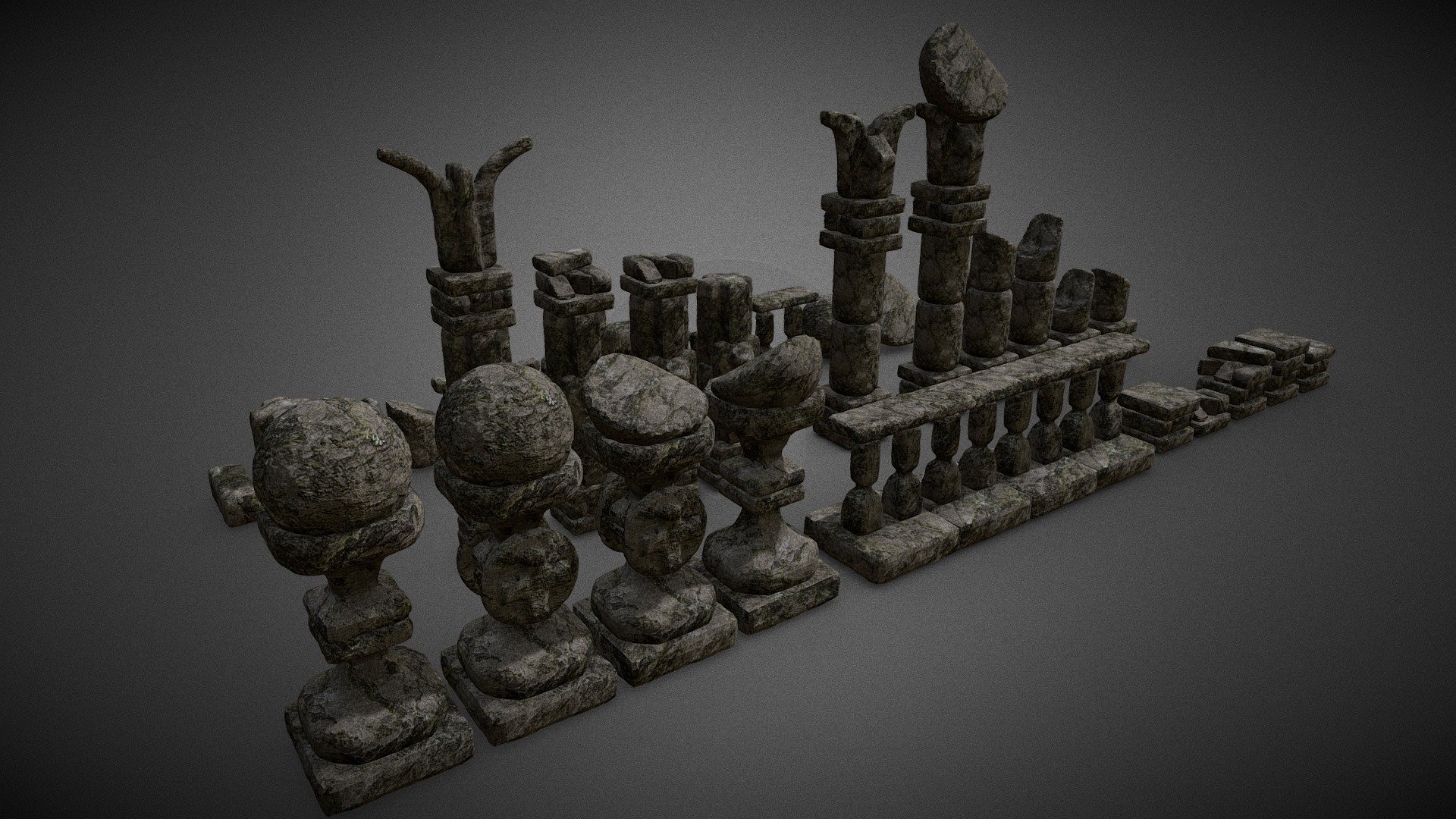 Medieval Stone Ruins Modular Asset Pack - Buy Royalty Free 3D model by ...