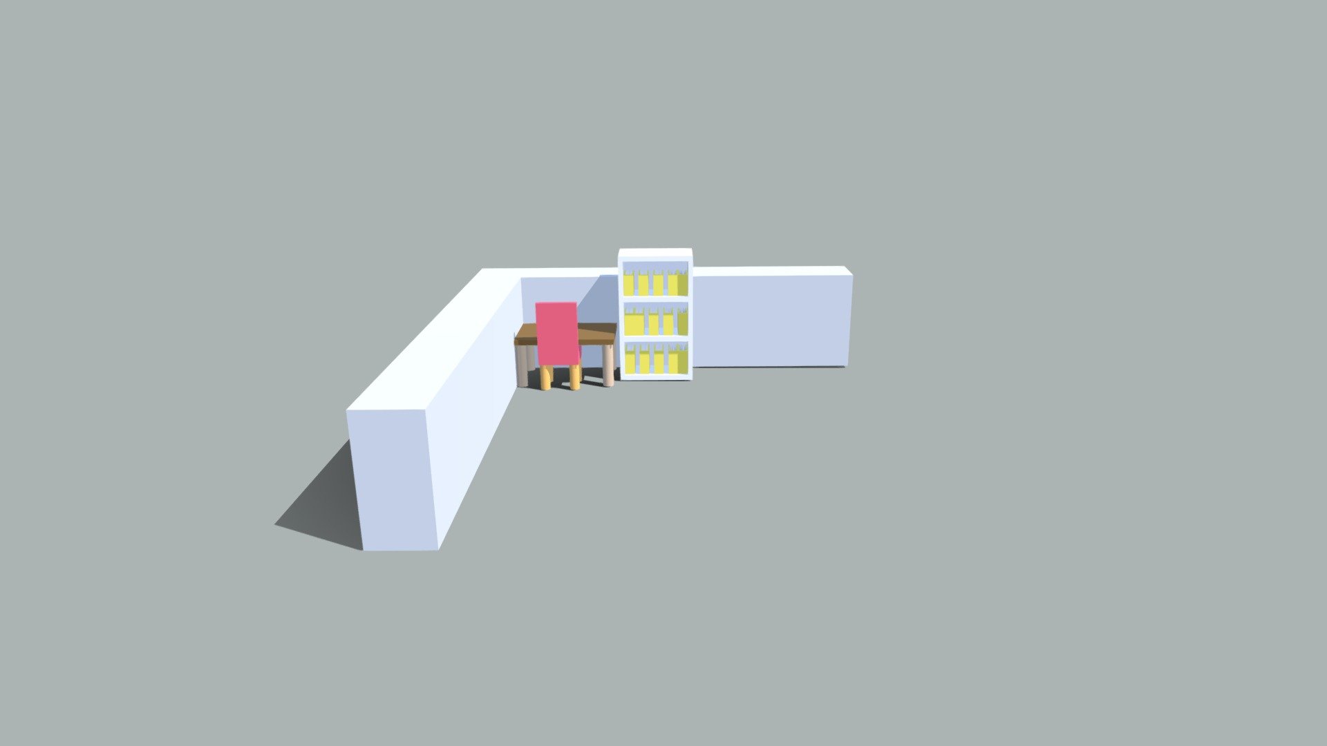 Table,chair,books,library and two walls - Download Free 3D model by ...
