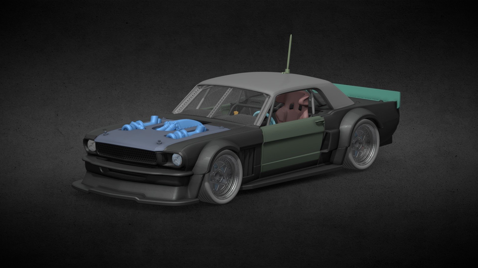 1965 Mustang RTR Hoonicorn V2 Print - Buy Royalty Free 3D model by ...
