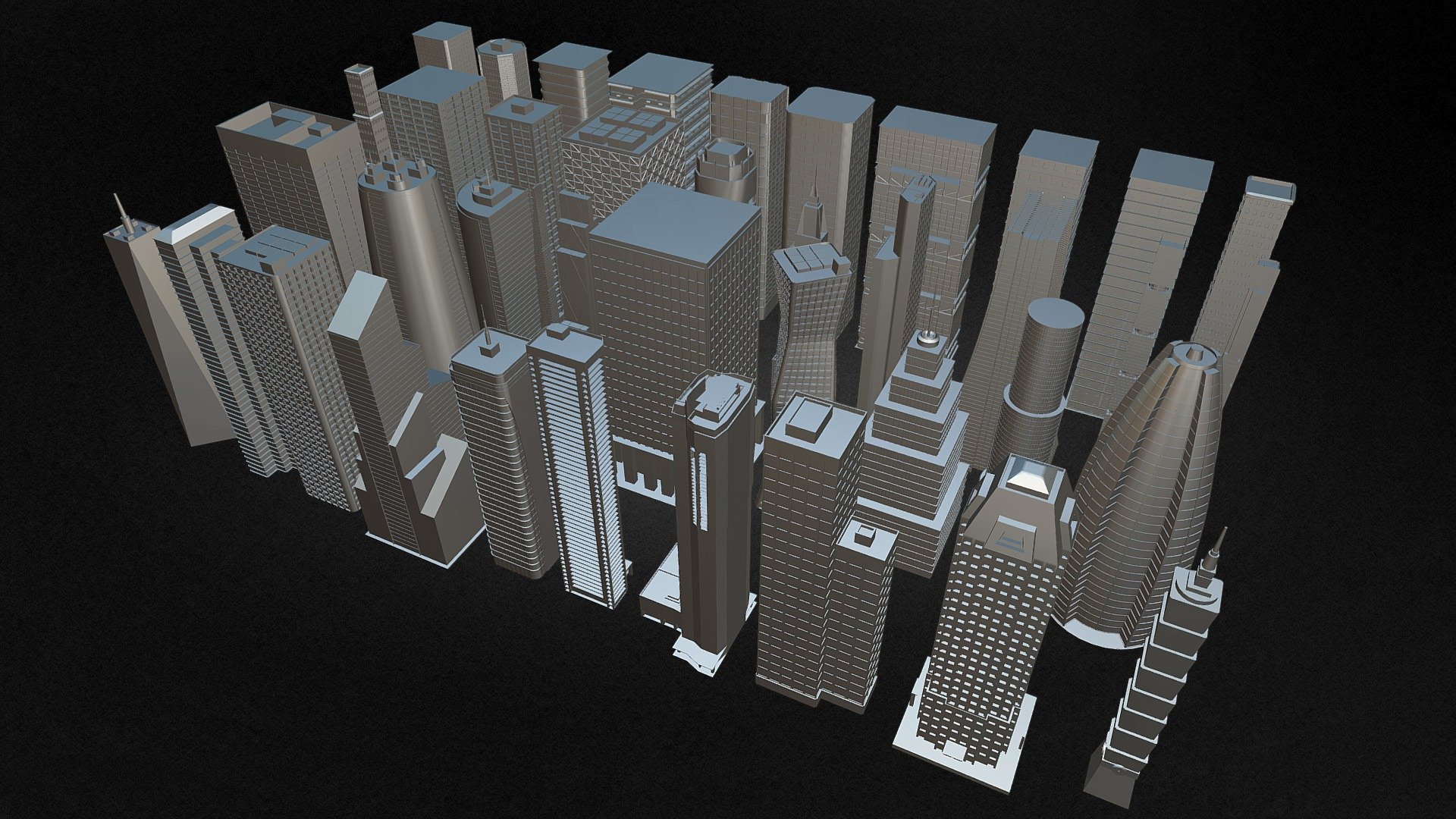 Pack Of 40 Skyscrapers Volume 02 - Buy Royalty Free 3D model by Yacine ...