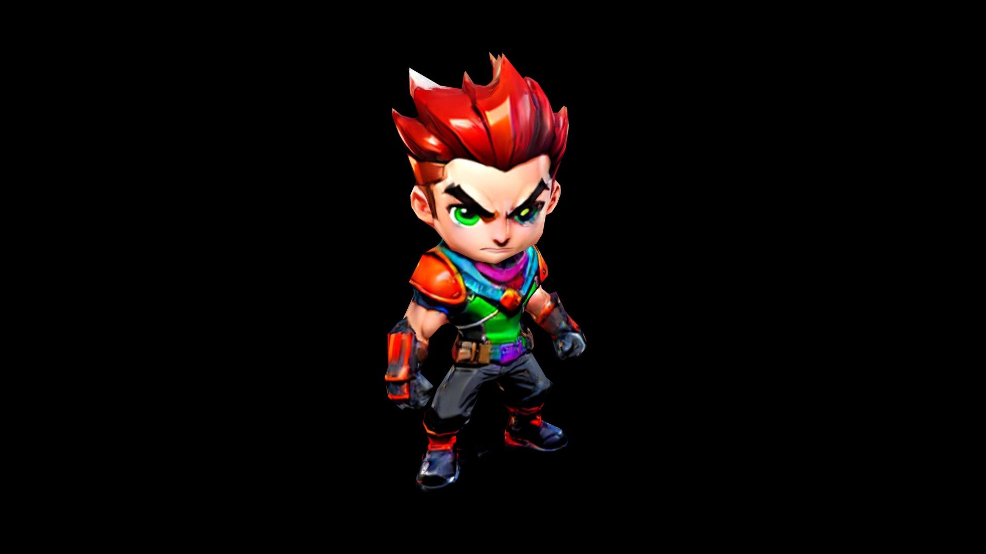 A young boy with a serious expression and red sp - Download Free 3D ...