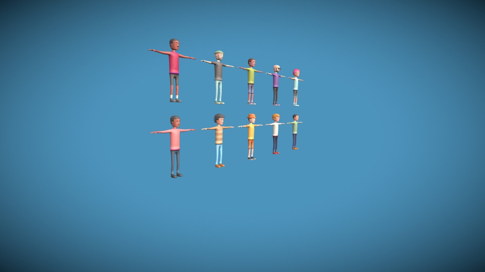 Low poly male characters pack - 3D model by Oussema3D (@Khmiri.Oussema ...