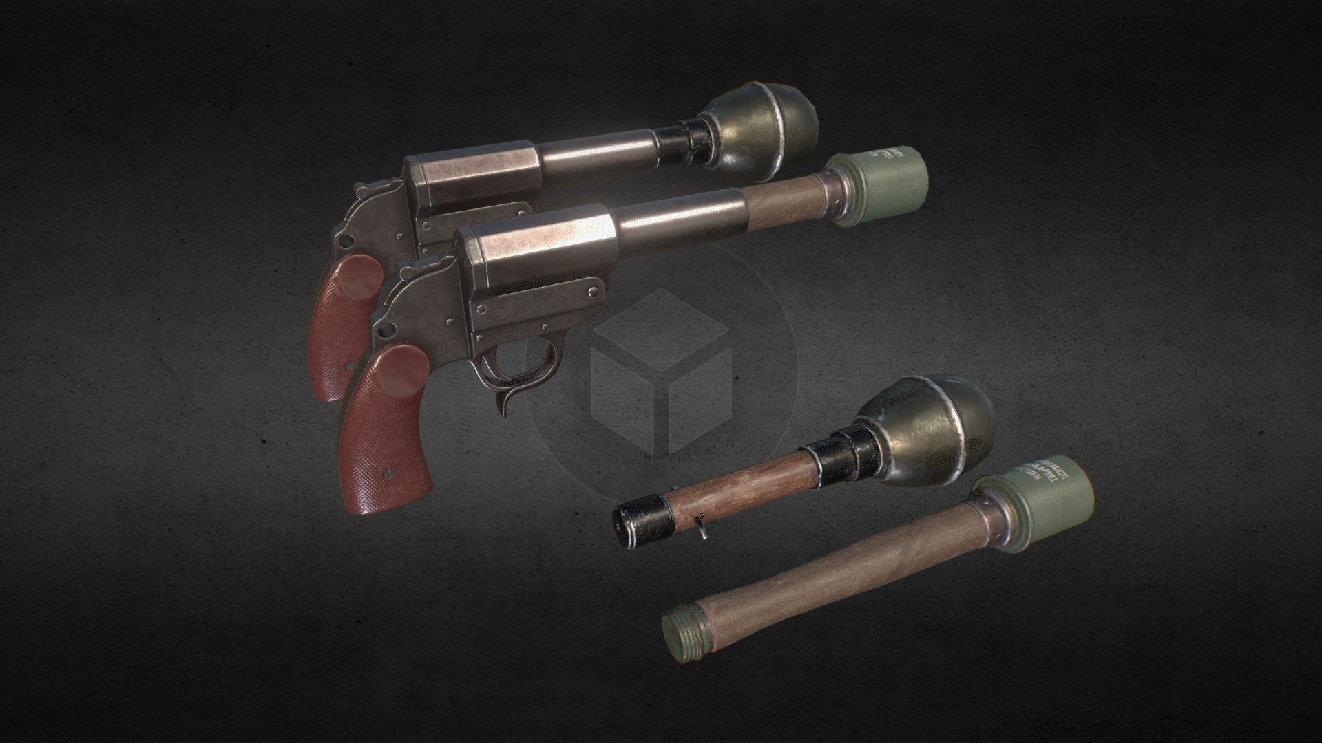 WWII Grenade Launcher + Grenades - Buy Royalty Free 3D model by ...