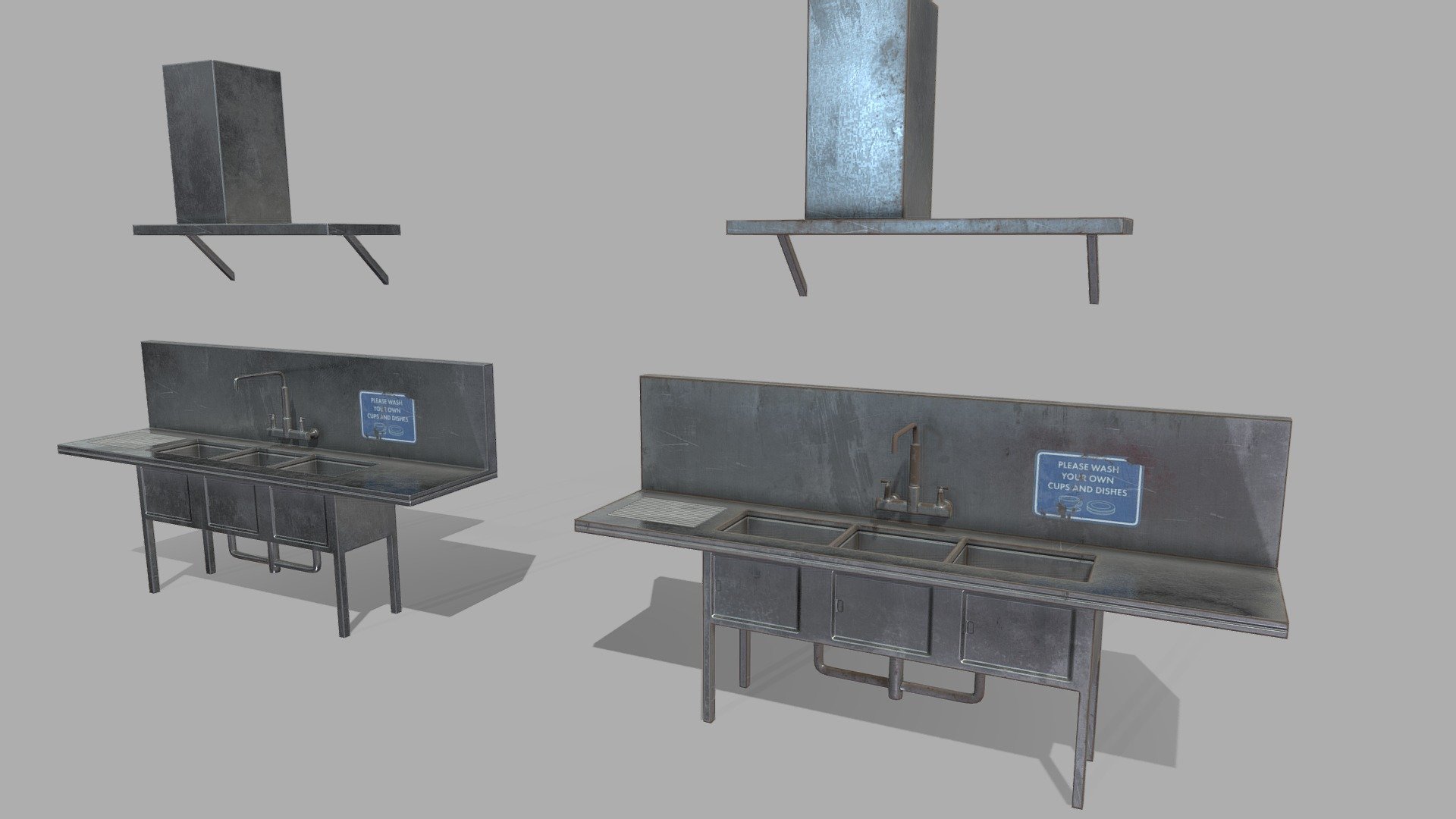 Metal sinks - Download Free 3D model by Sousinho [2fcaa9c] - Sketchfab
