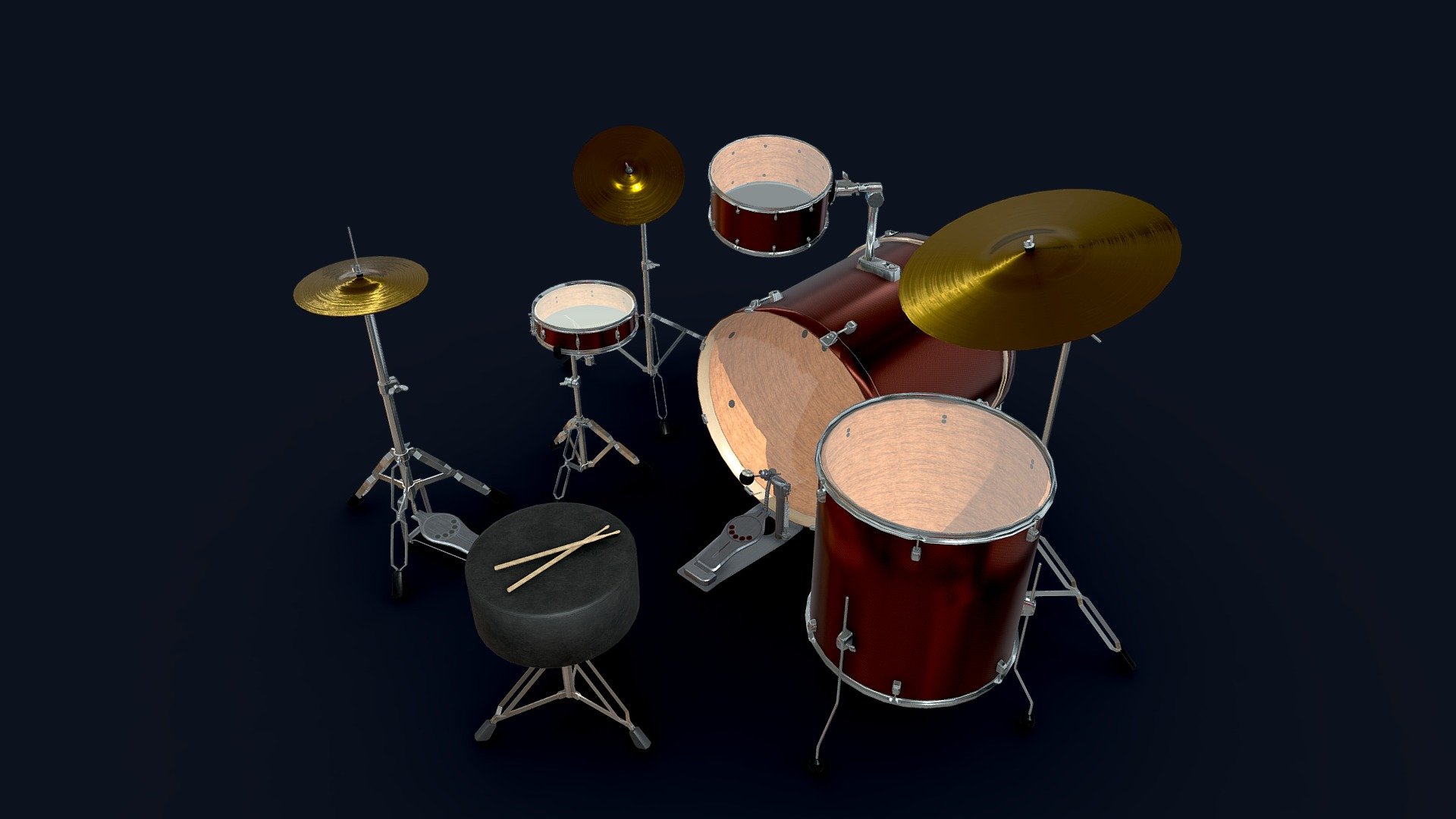 Drum Set - Download Free 3D model by Into Kaataja (@Nixak) [2fd530a] - Sketchfab