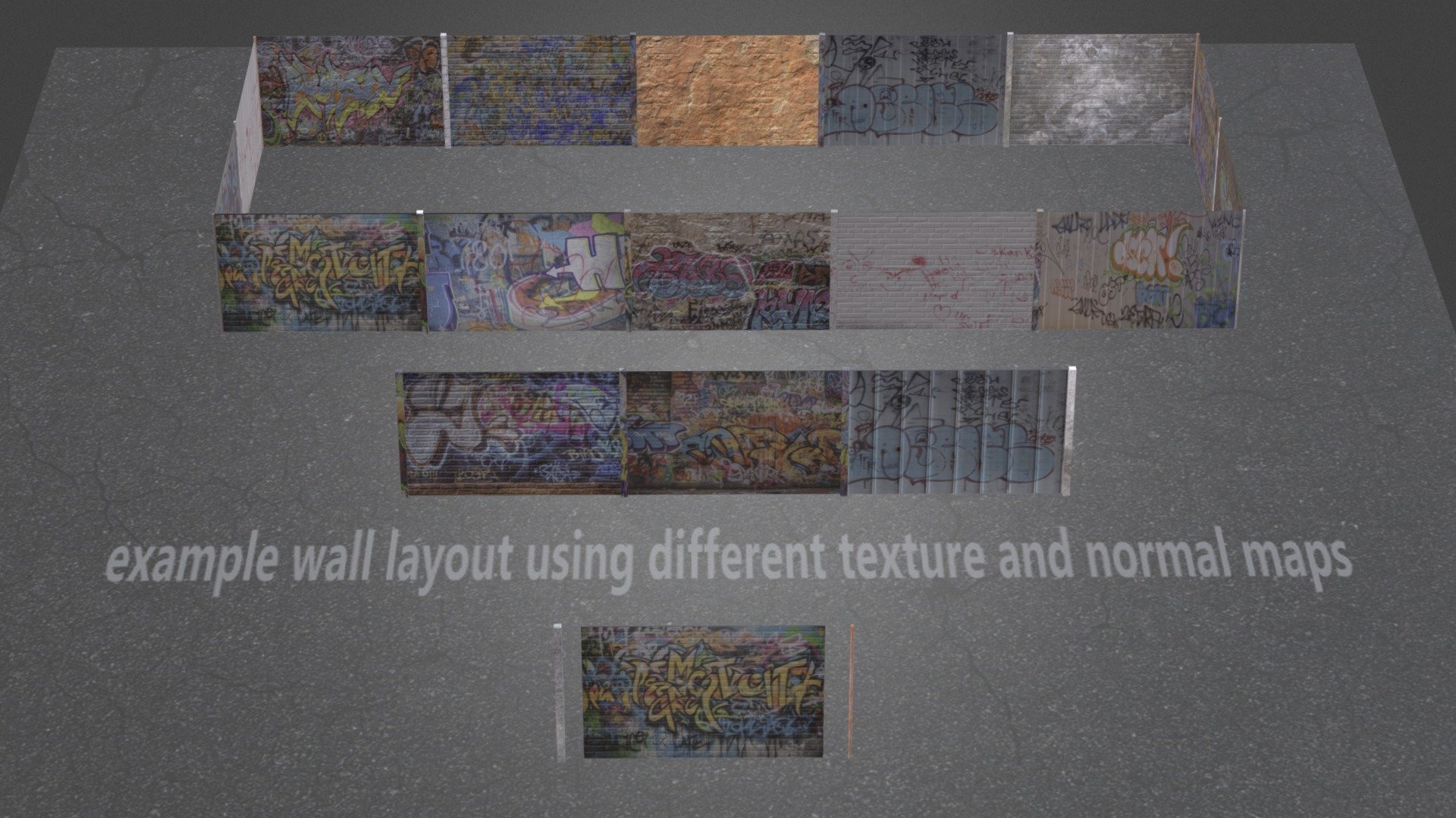 Modular Urban Graffiti Fence Pack vol. 2 - Download Free 3D model by ...