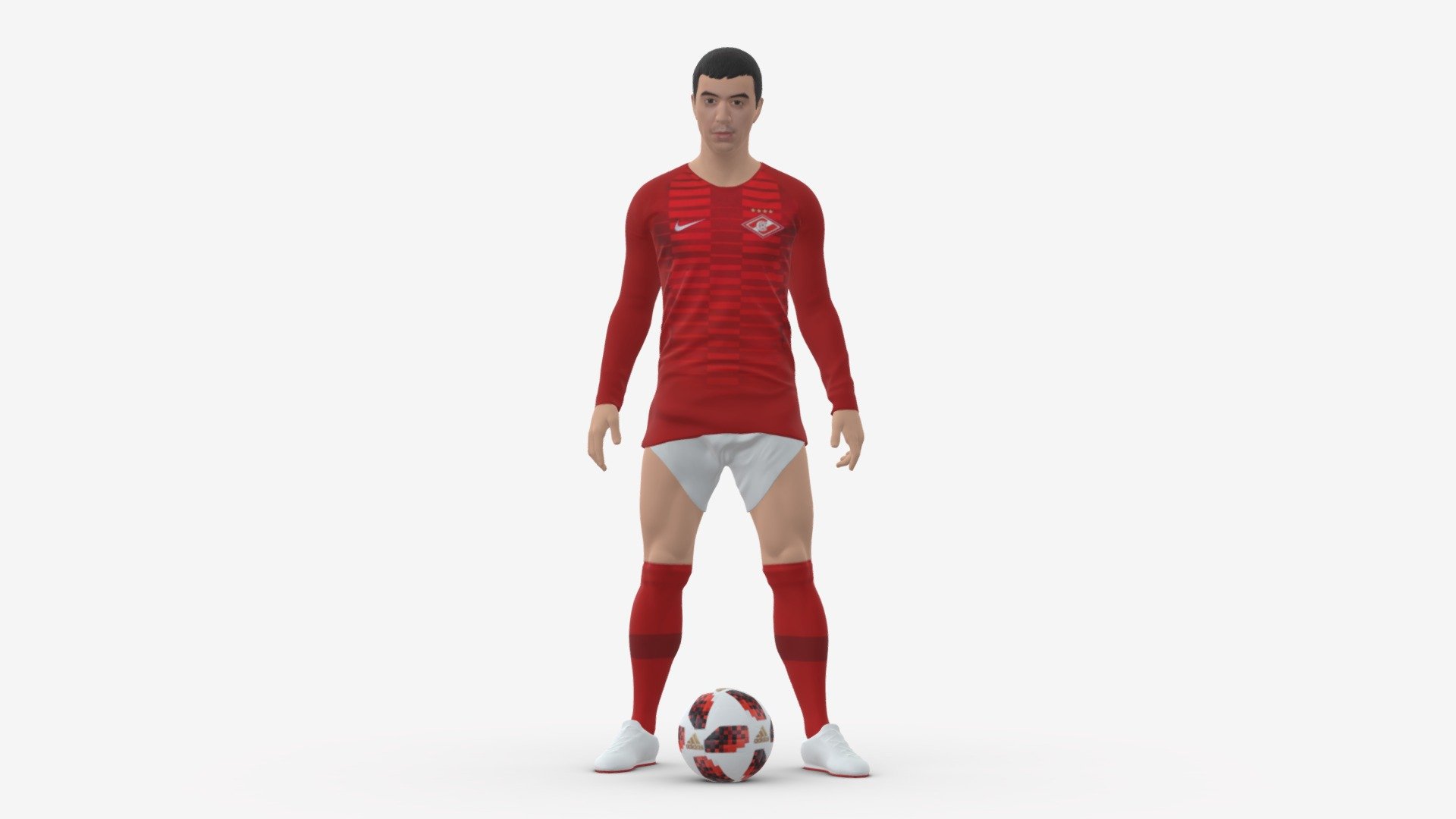 001053 soccerplayer red white uniform and ball - Buy Royalty Free 3D ...