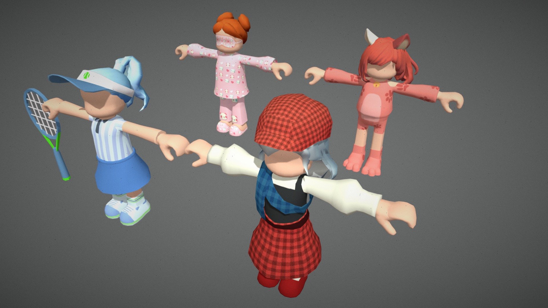 3D cute Character Outfit Pack for Mobile Games - Download Free 3D model ...