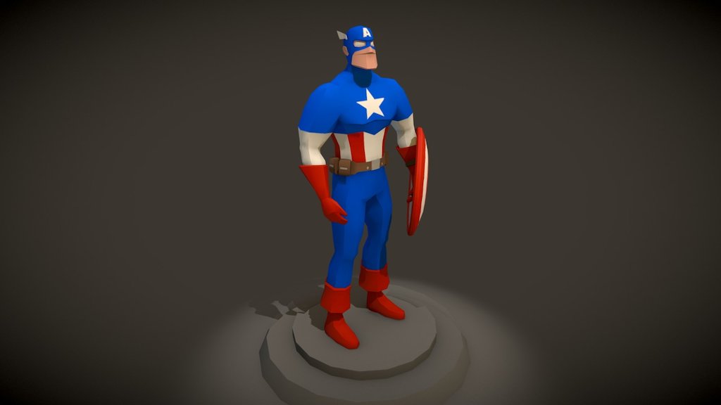 Low Poly Captain America (Pose A) - 3D model by Alfred Campenaerts ...