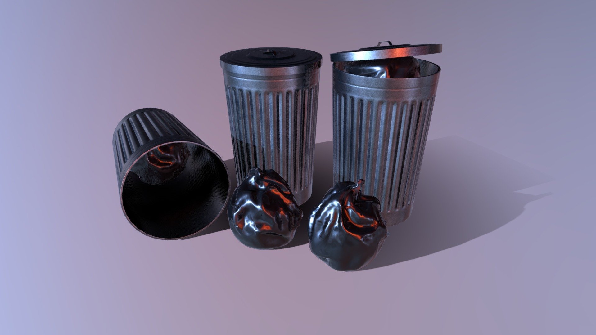 Trashcan and Garbage bag Lowpoly - Buy Royalty Free 3D model by ...