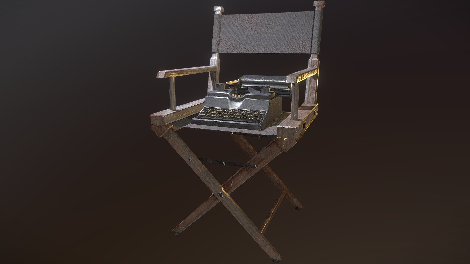 Typewriter & Directors Chair - 3D model by Kijari [30066a9] - Sketchfab