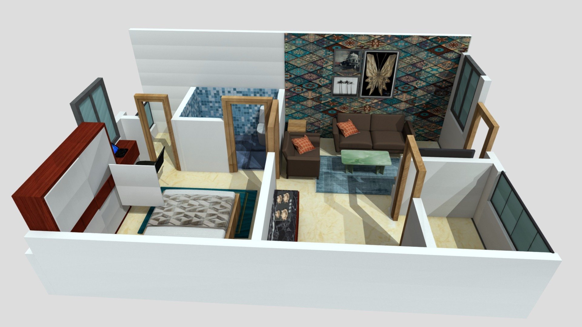 Cutfloor Plan 1 BHK - Download Free 3D model by mdmudasir17 (@mudu85 ...