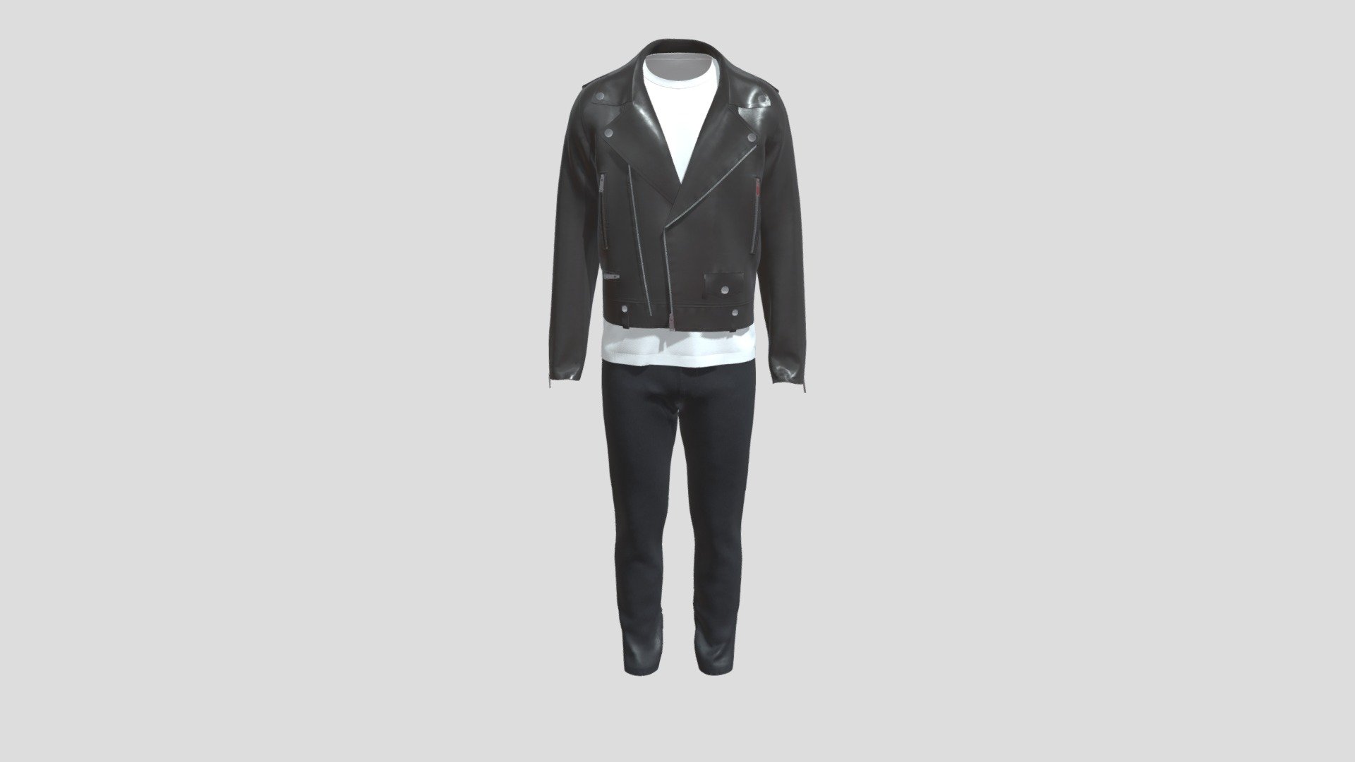 Leather Biker Jacket Unzipped Outfit - Buy Royalty Free 3D model by ...