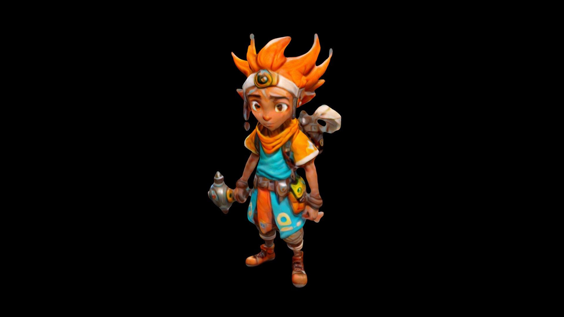 a male cartoon character with orange hair and a - Download Free 3D ...