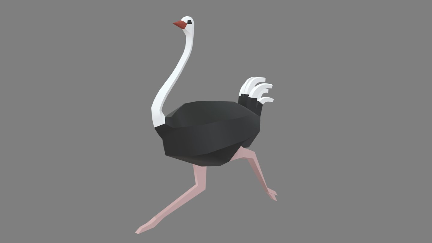 Ostrich Run Cycle - 3D model by bennybrickster [302deb8] - Sketchfab