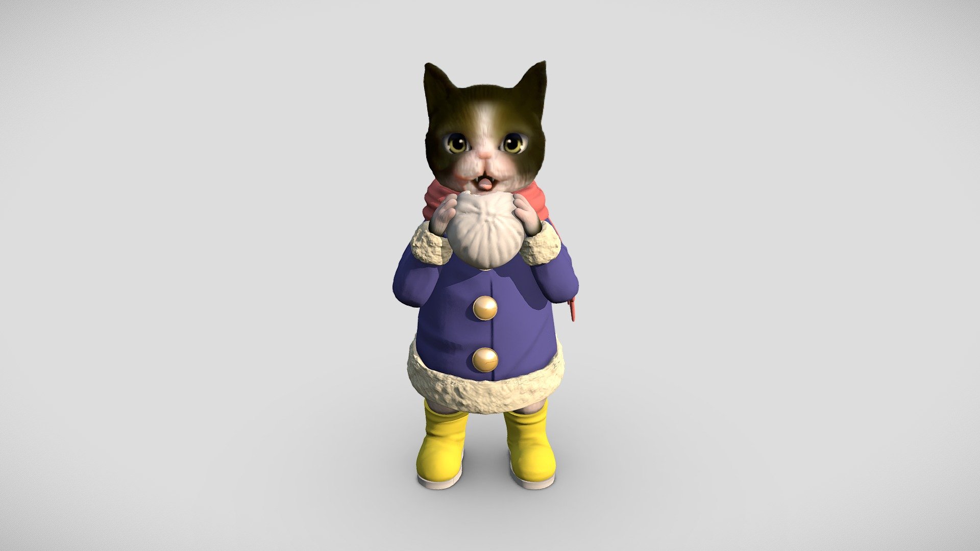 Ino (Cat eating a nikuman) - Buy Royalty Free 3D model by Aurelien ...