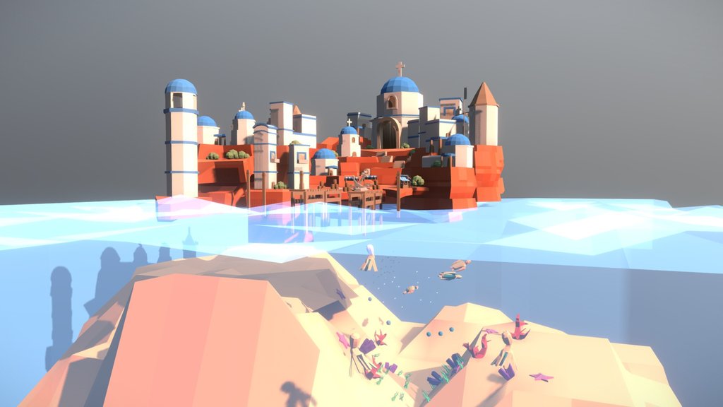 Greek Island - Medieval Fantasy Scene - A 3D model collection by ...