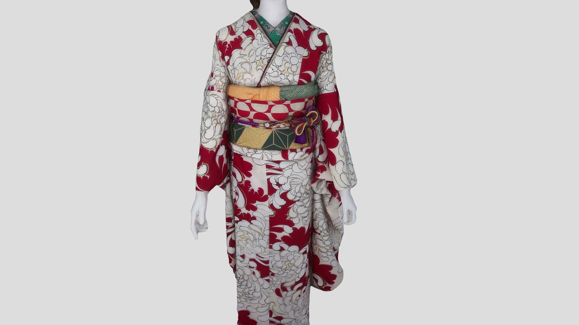 Furisode red and white light version for AR demo - 3D model by Koto3D ...
