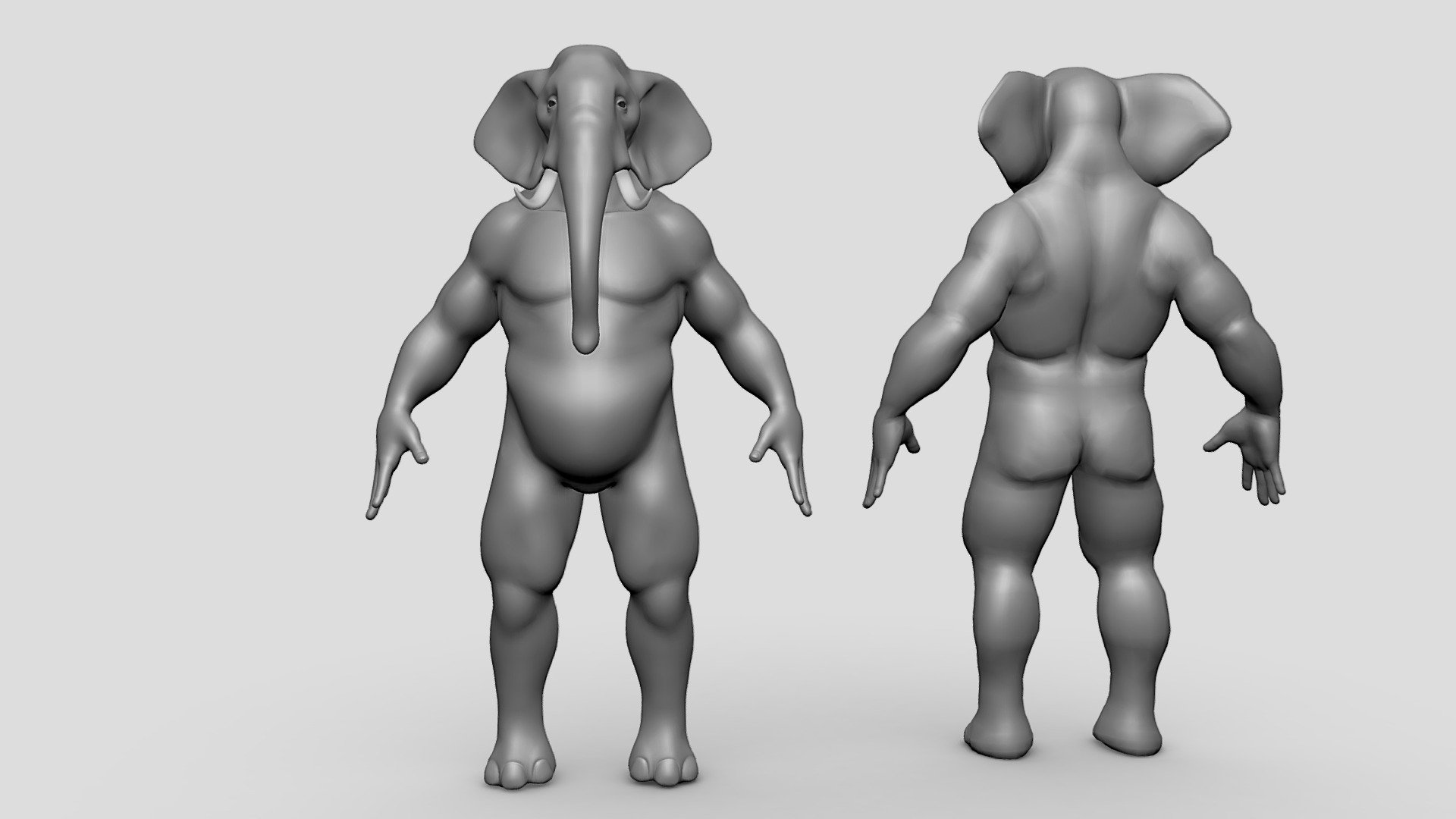 Human Elephant - Topology + UV Map - Buy Royalty Free 3D model by Tashi (@tsering) [307d066 ...
