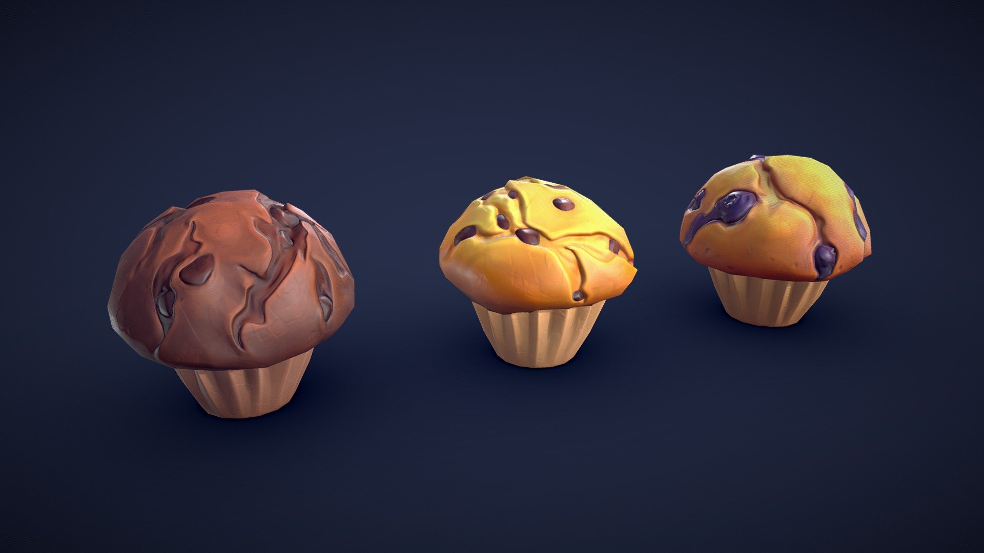 Stylized Muffins - Low Poly - Buy Royalty Free 3D model by LarkArt Store (@Lark.Art) [307dc81 ...