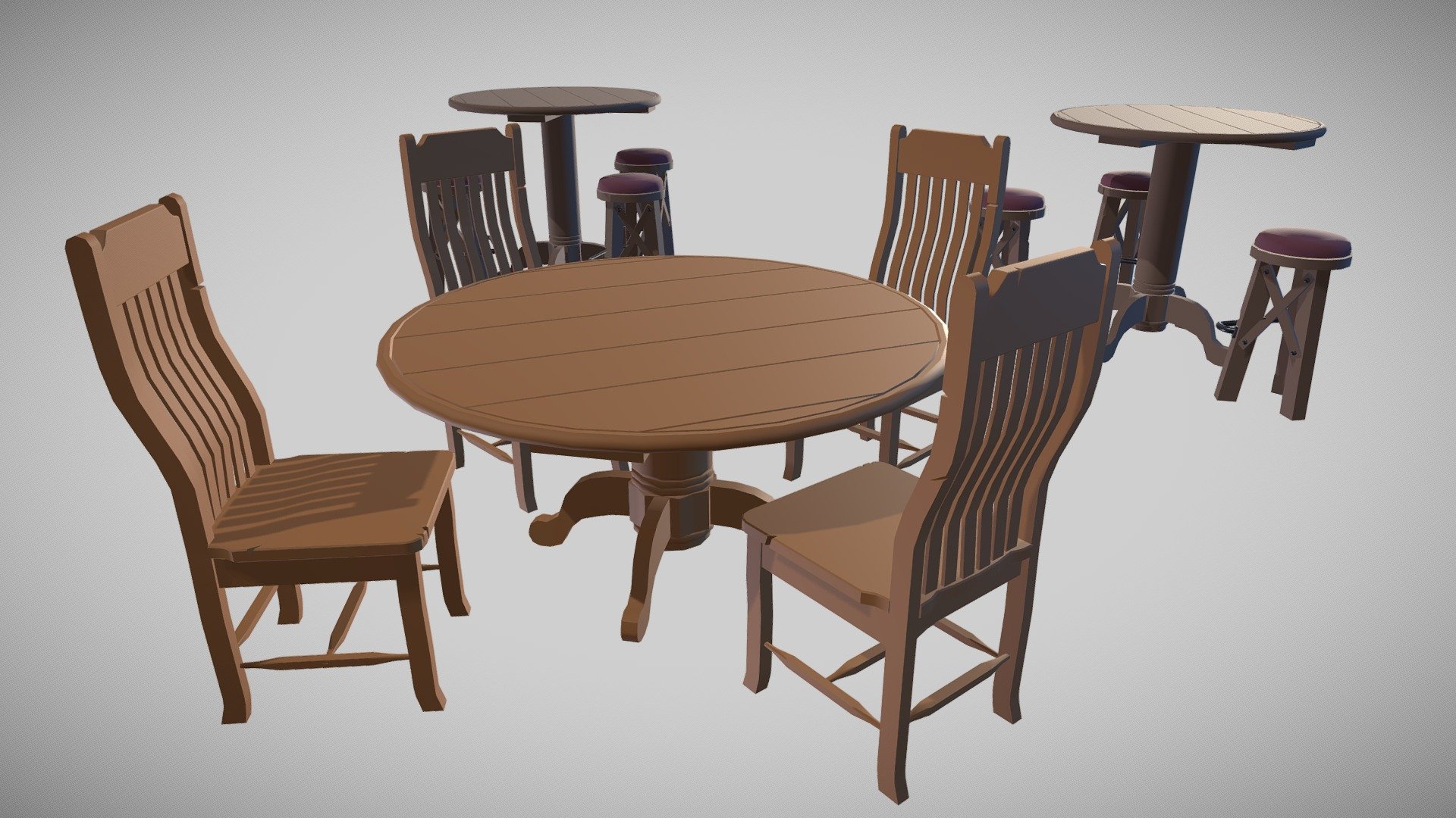 Bar Table With Chairs - Download Free 3D model by murlochek [308d3dc] - Sketchfab