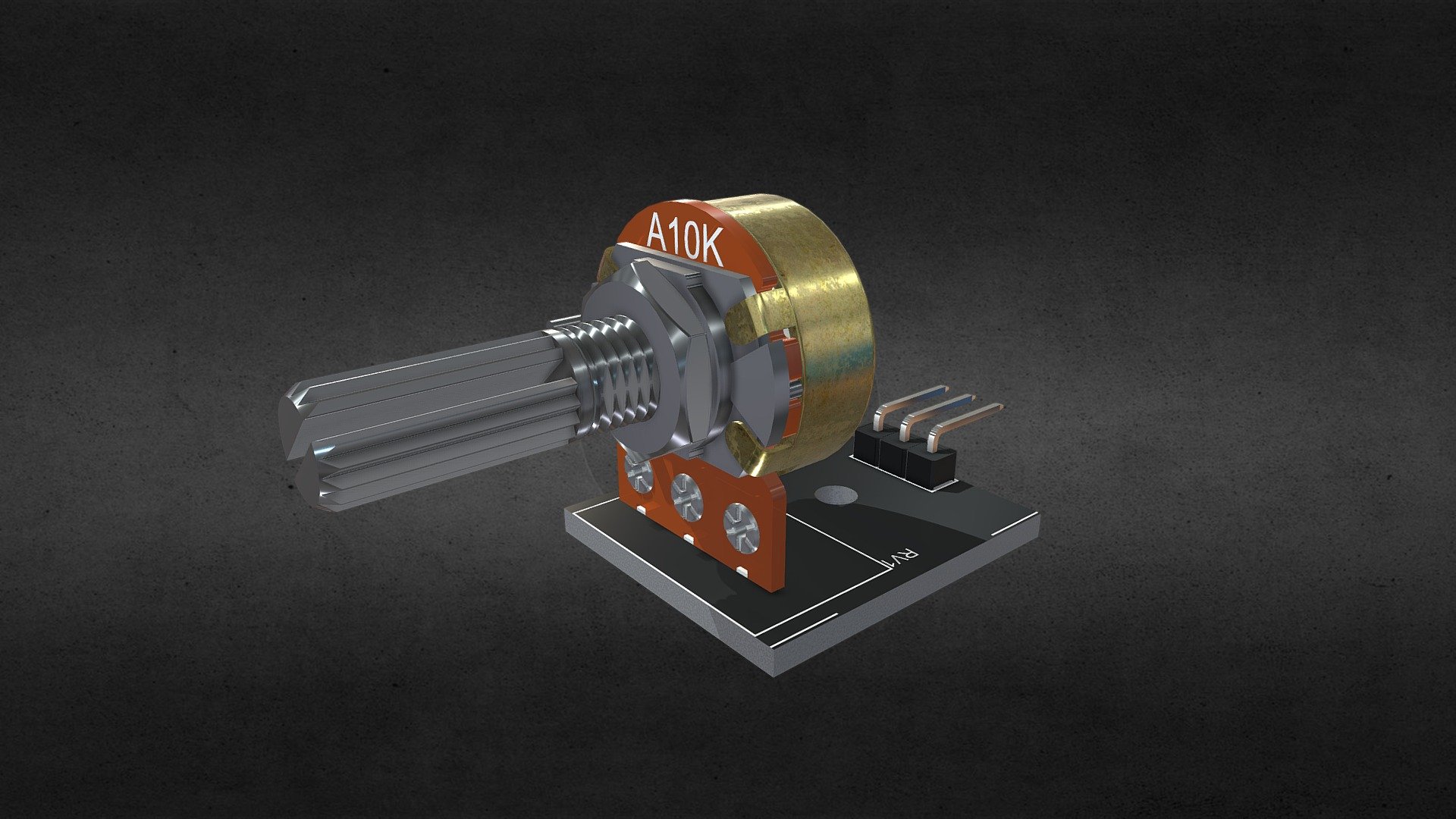 10K Potentiometer with PCB Board - Buy Royalty Free 3D model by ...