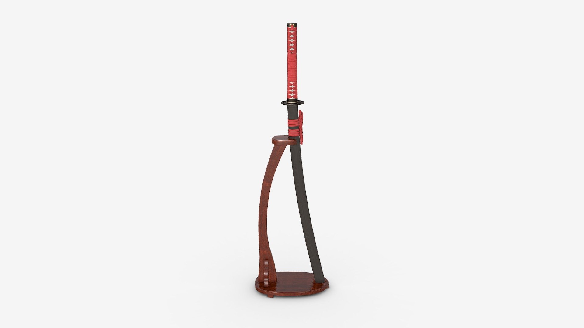 Japanese sword Katana on a vertical stand - Buy Royalty Free 3D model ...