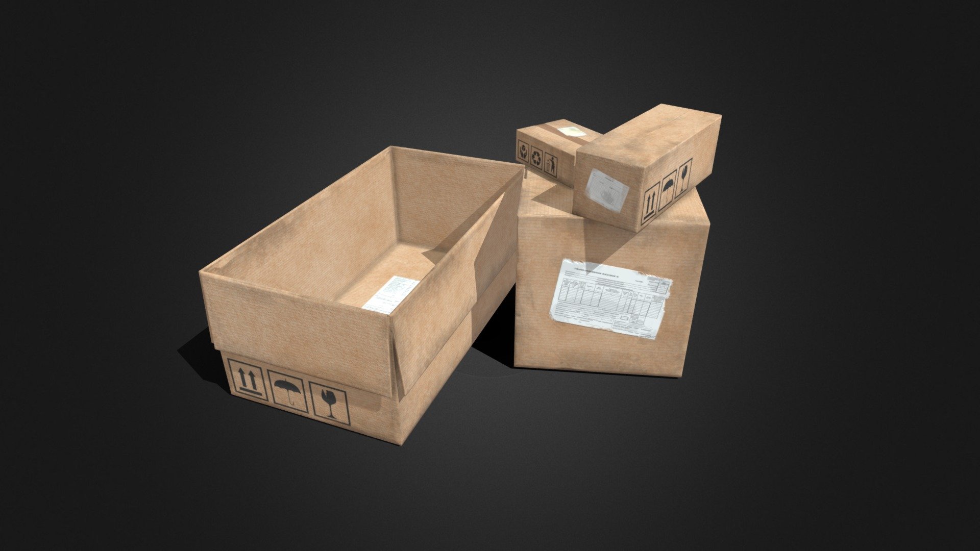 Very simple cardboard boxes - Download Free 3D model by Lelouch ...