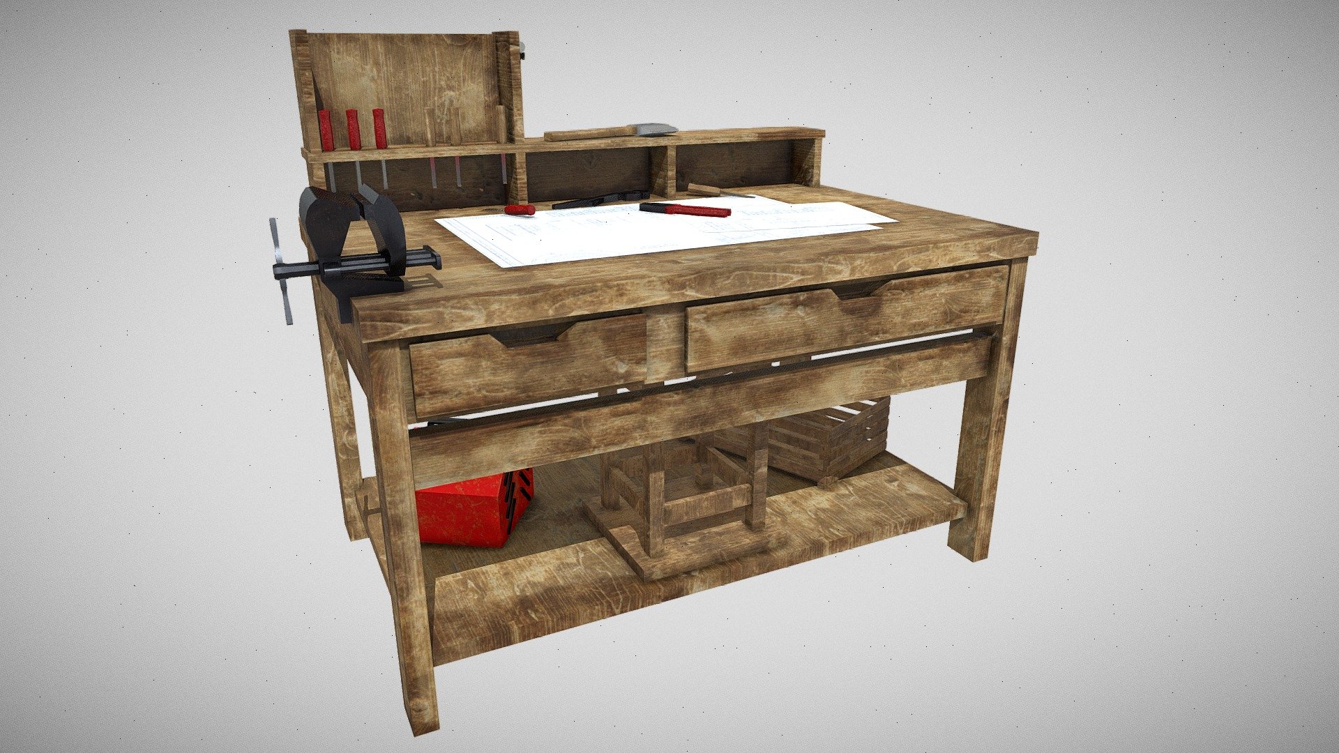 Wooden Workbench - FREE - Download Free 3D model by volvor [30c3115 ...